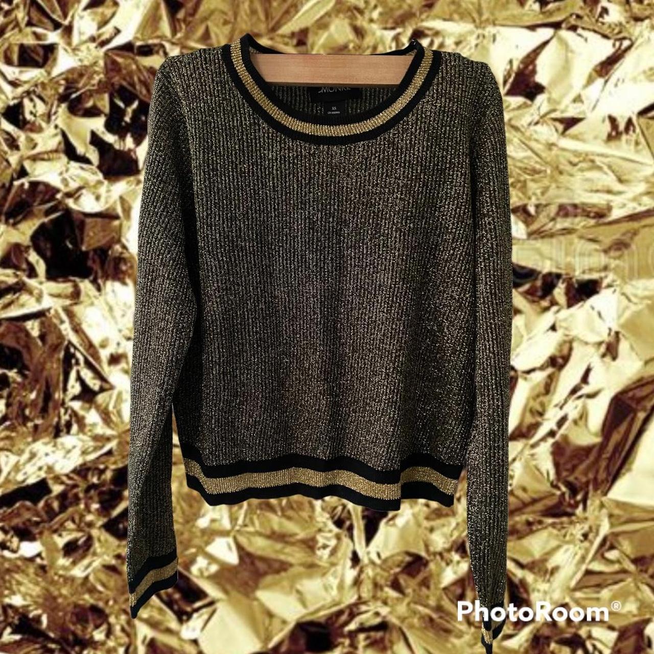 Gold and black light weight Monki jumper Only worn a... - Depop
