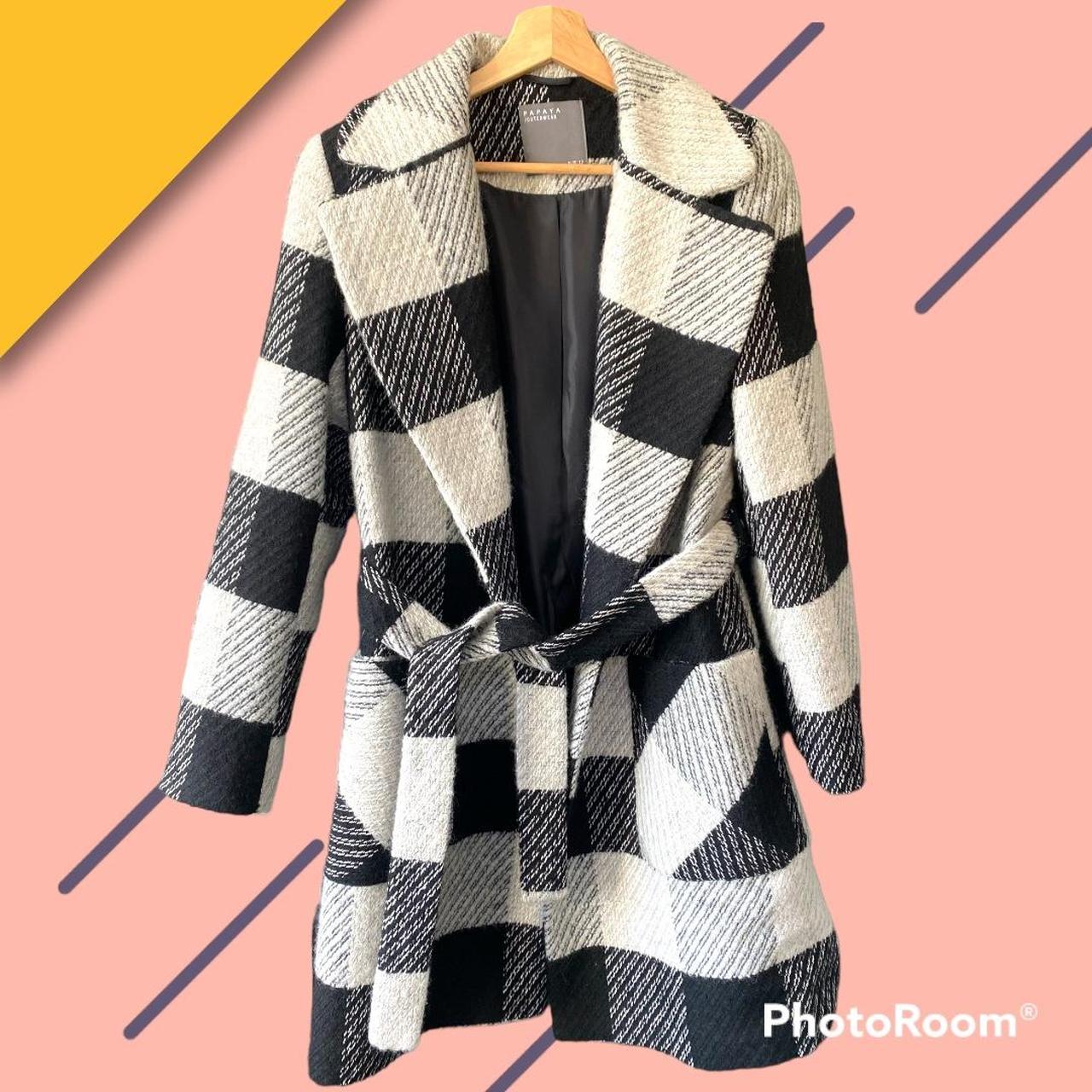 Papaya check wool coat. Never worn without tags,... - Depop