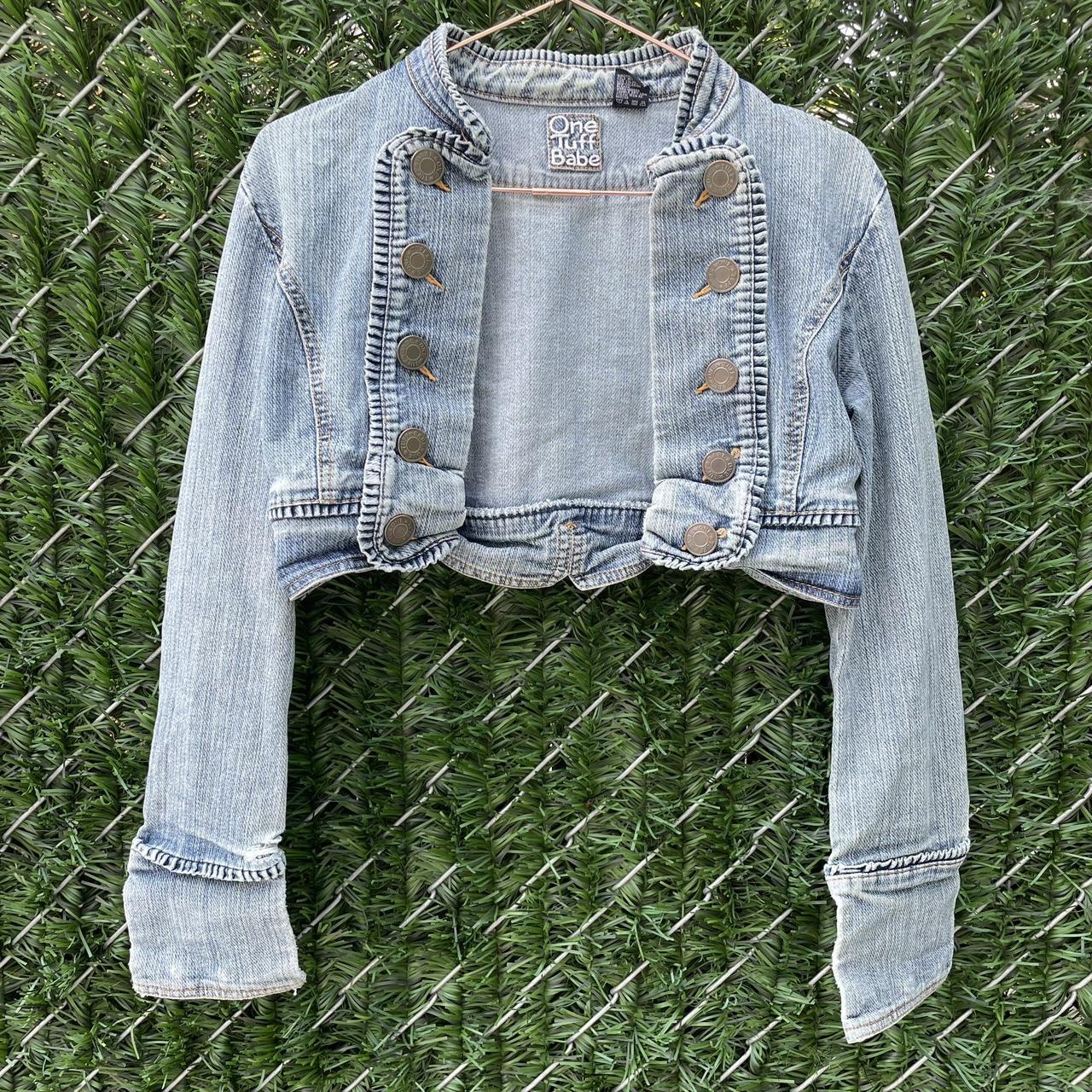 BELLA HADID STYLE Y2K ONE TUFF BABE CROPPED DENIM... - Depop