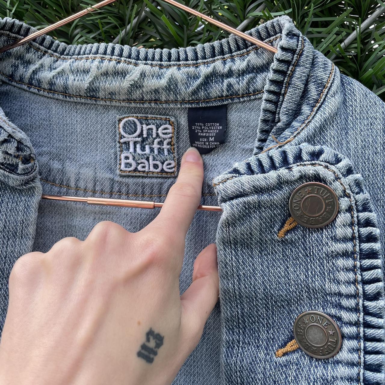 BELLA HADID STYLE Y2K ONE TUFF BABE CROPPED DENIM... - Depop