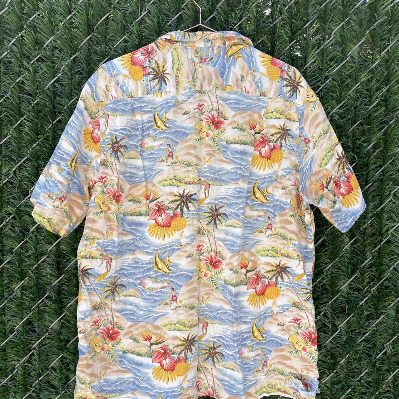 VINTAGE BLUE AND YELLOW HAWAIIAN BUTTON UP SHIRT 🌴... - Depop