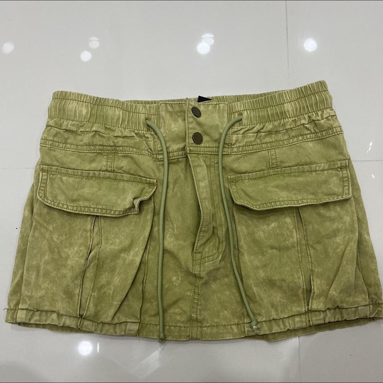 CIDER denim drawstring pocket mini skirt size... - Depop
