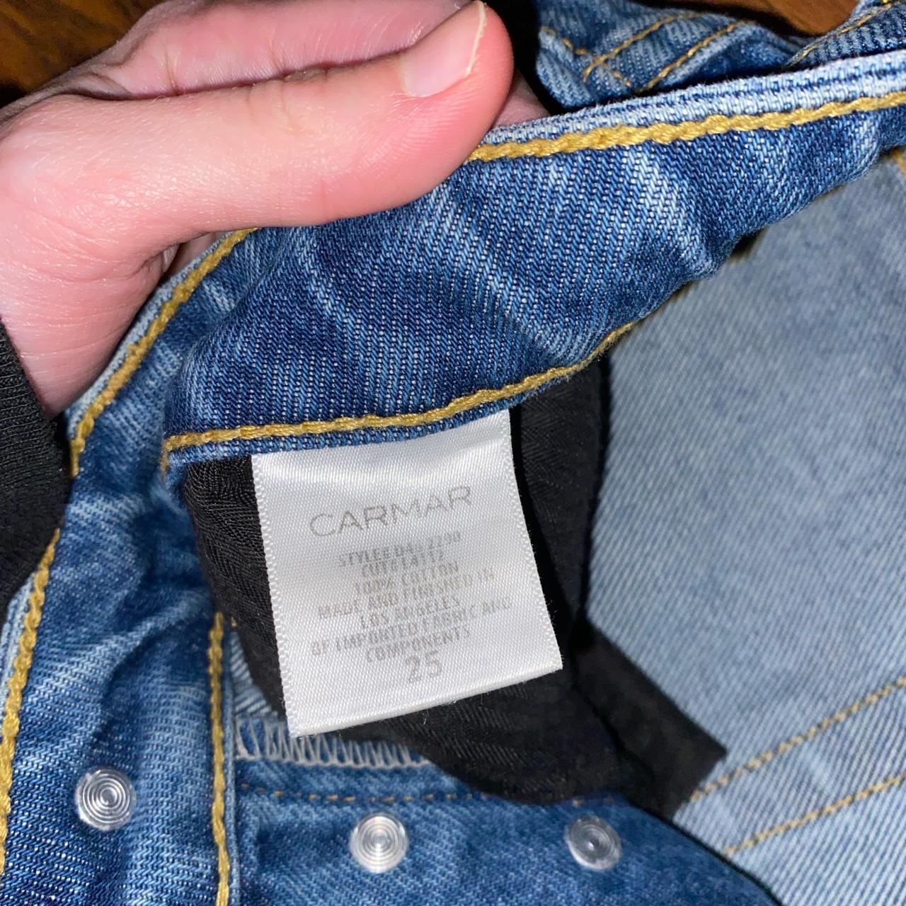 Carmar flare jeans with raw hem, size says 25 but... - Depop