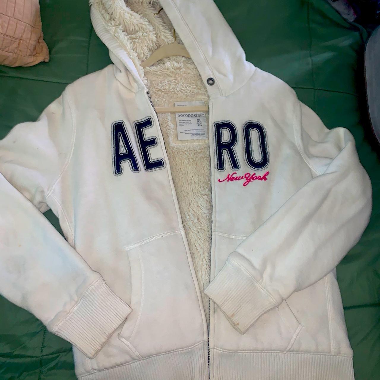 Super vintage fleece/ fur lined white Aeropostale... | Depop