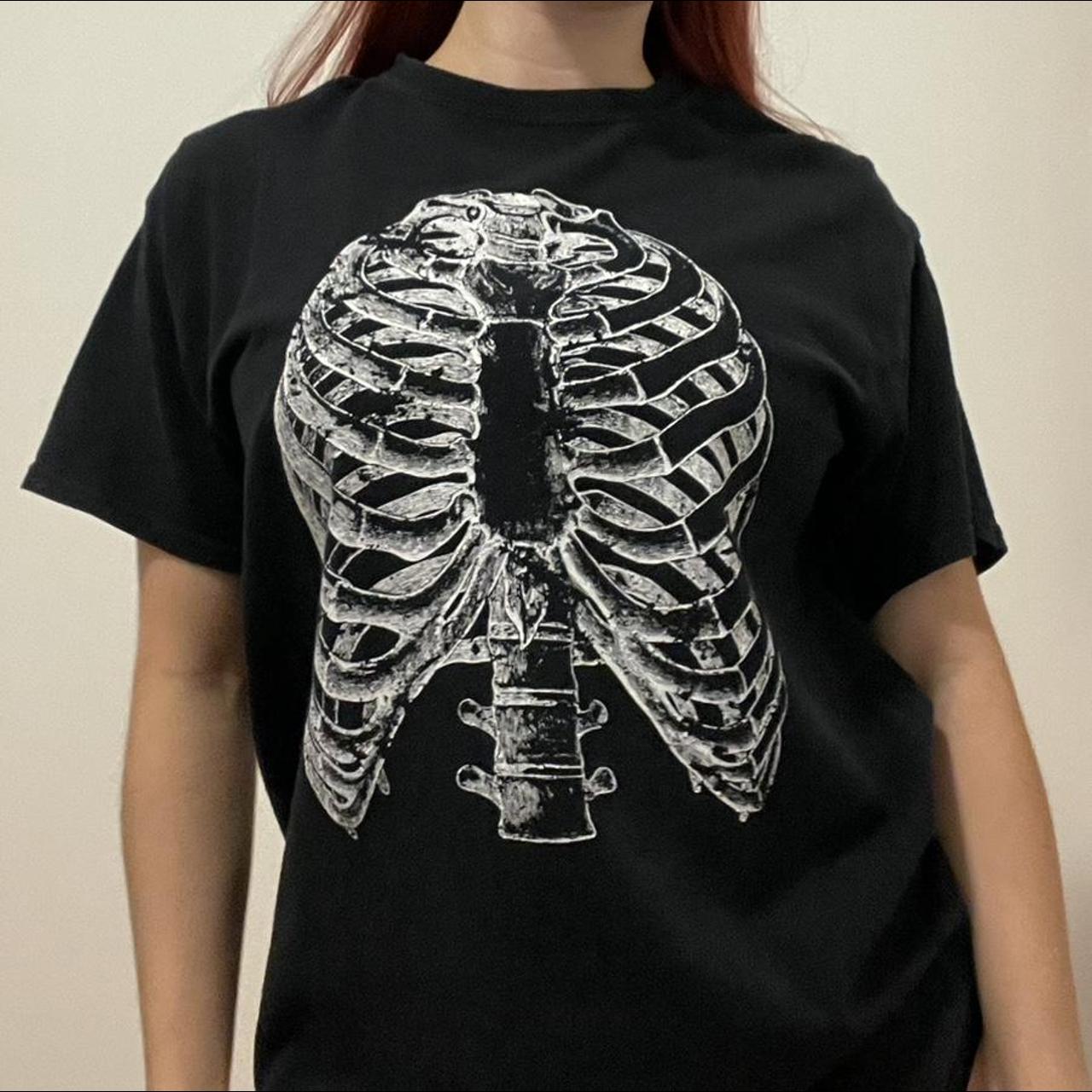 Emo skeleton short sleeve top - Size M/L - FREE... - Depop