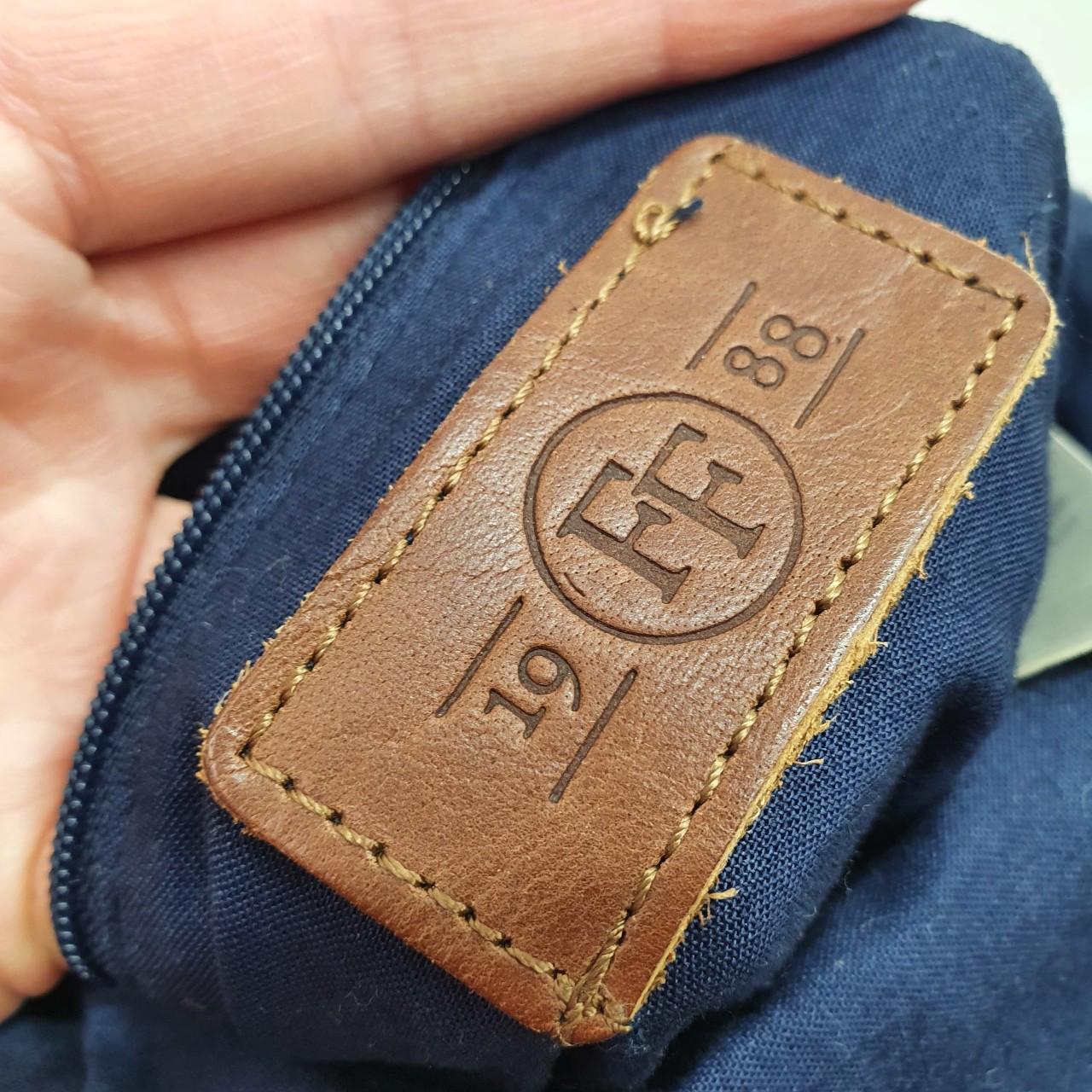 Fatface Rucksack Navy Blue Cream Canvas Zip Closure... - Depop