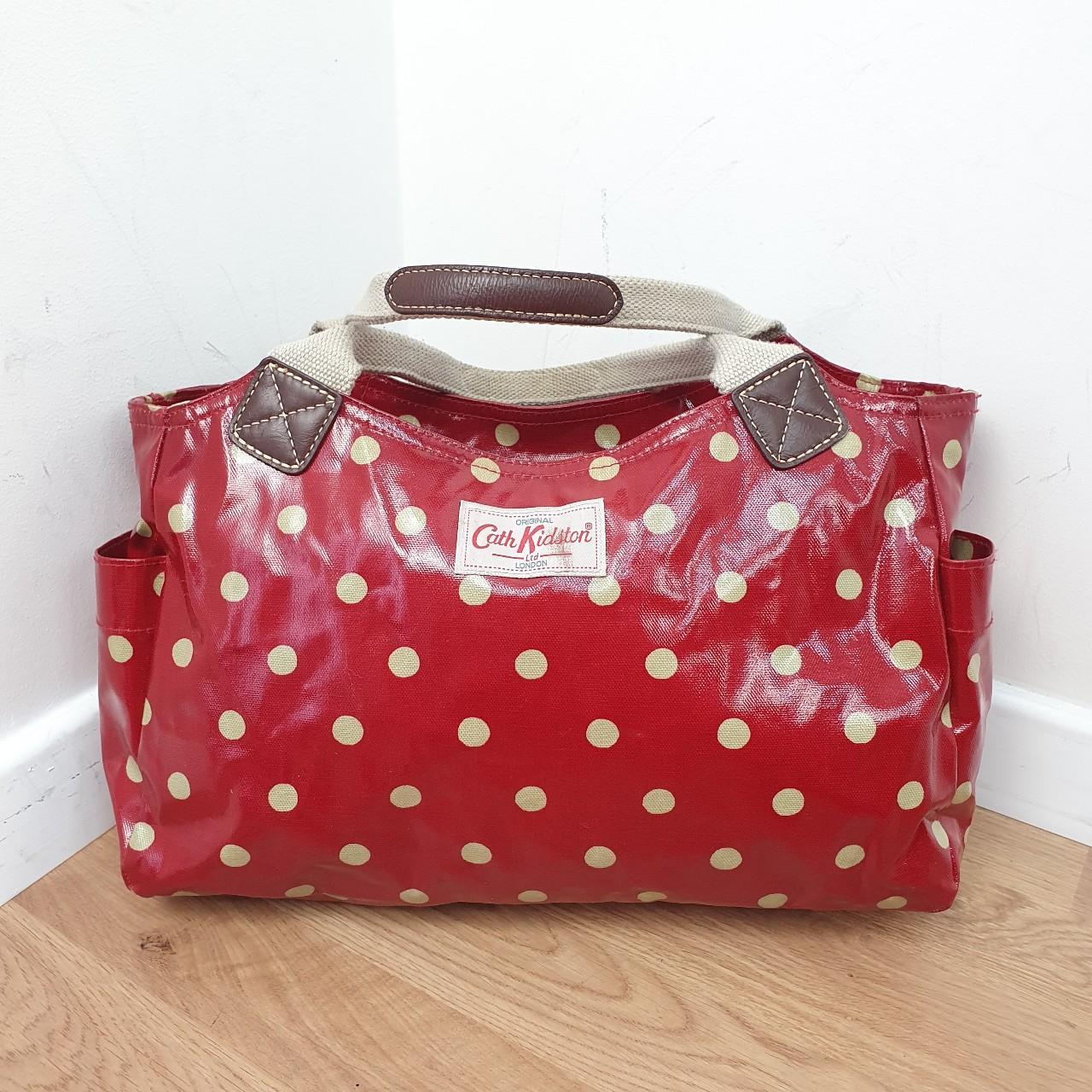 Cath Kidston Bag Oilcloth Polka Dot Red White Size... - Depop