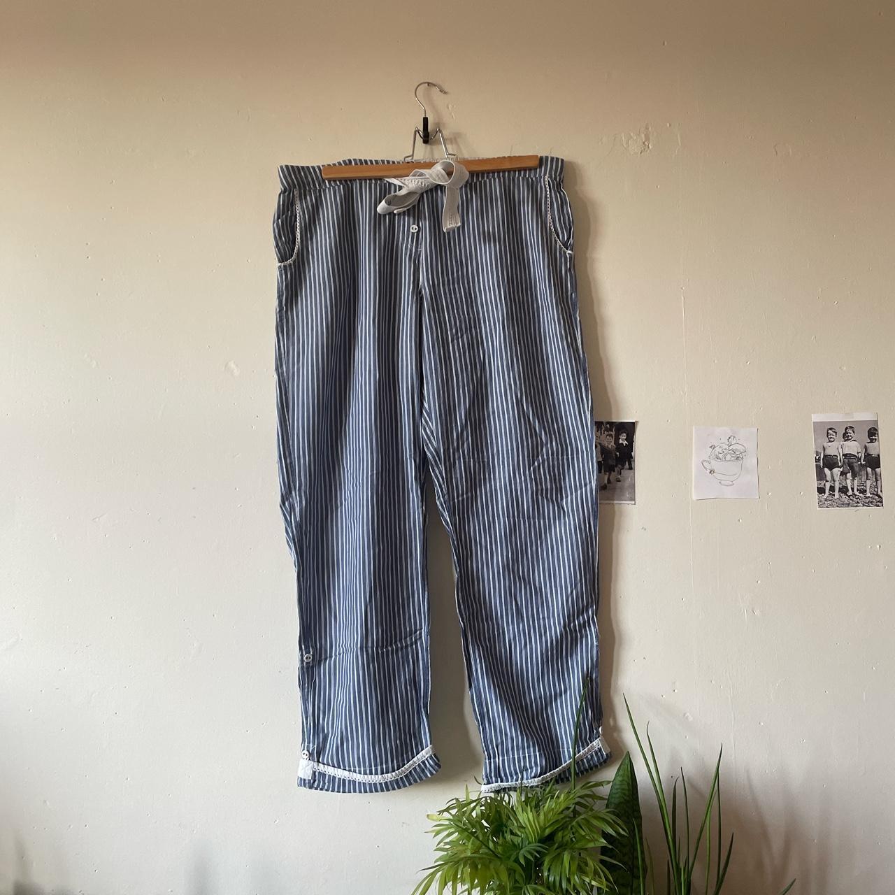 Fatface blue and white striped pyjamas bottoms, size... - Depop