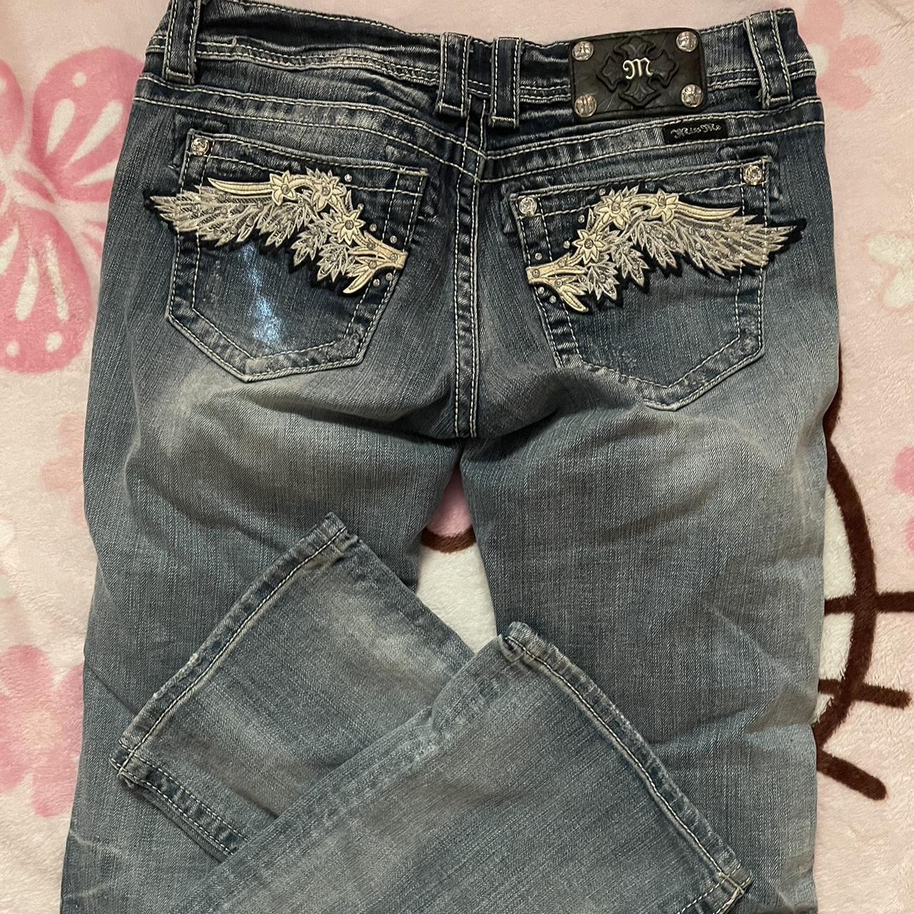 Angel wing pocket embellished Miss Me jeans Size... - Depop