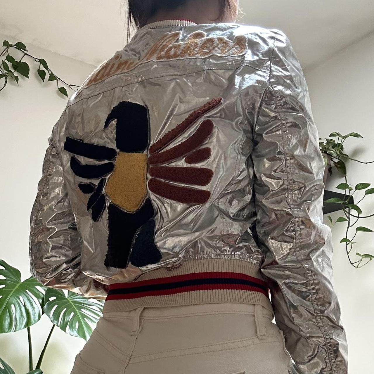 Isabel marant cropped silver metallic jacket bomber... - Depop