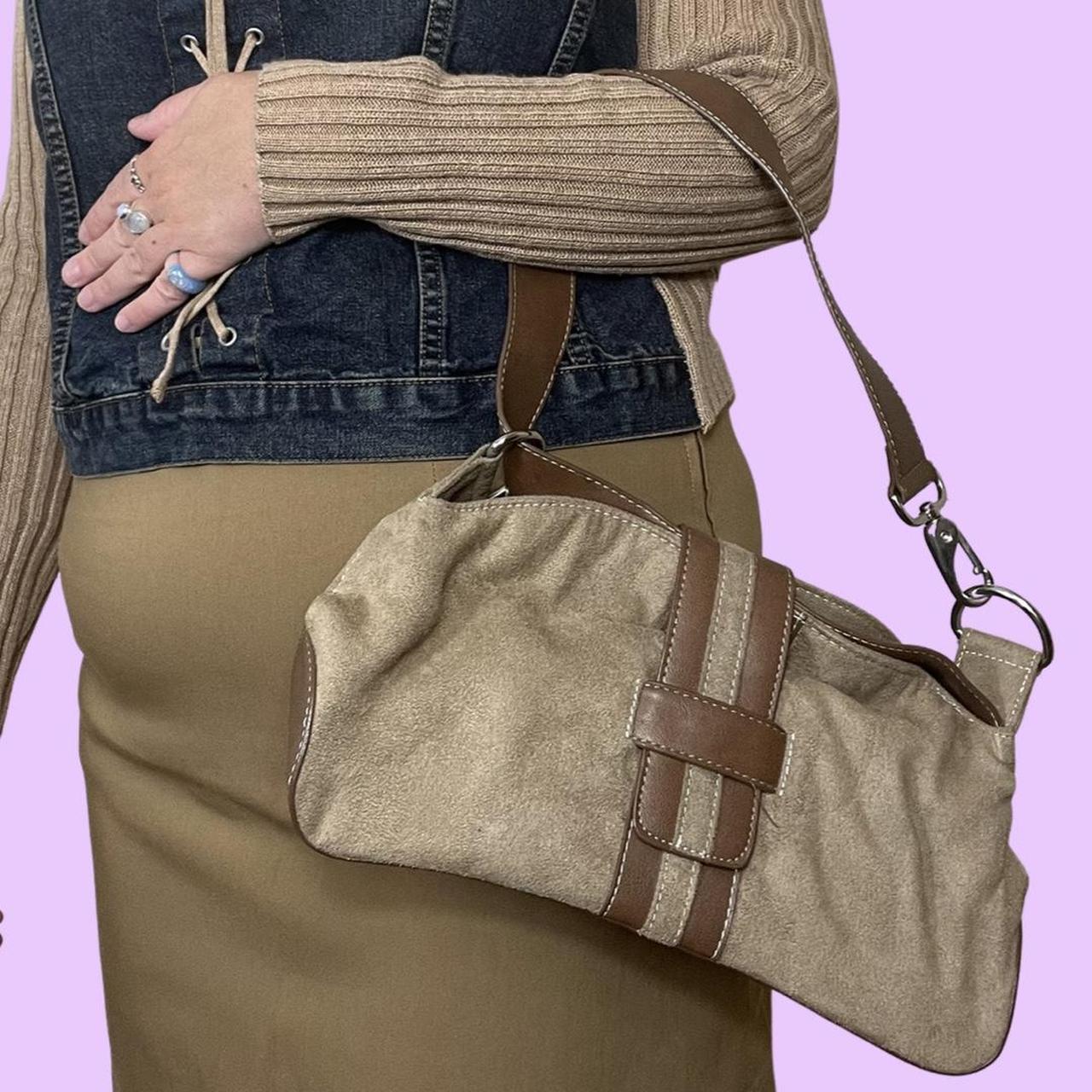 Y2K brown faux suede handbag. Principles. L 30cm, H... - Depop