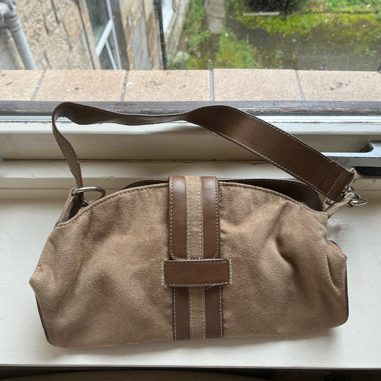 Y2K brown faux suede handbag. Principles. L 30cm, H... - Depop