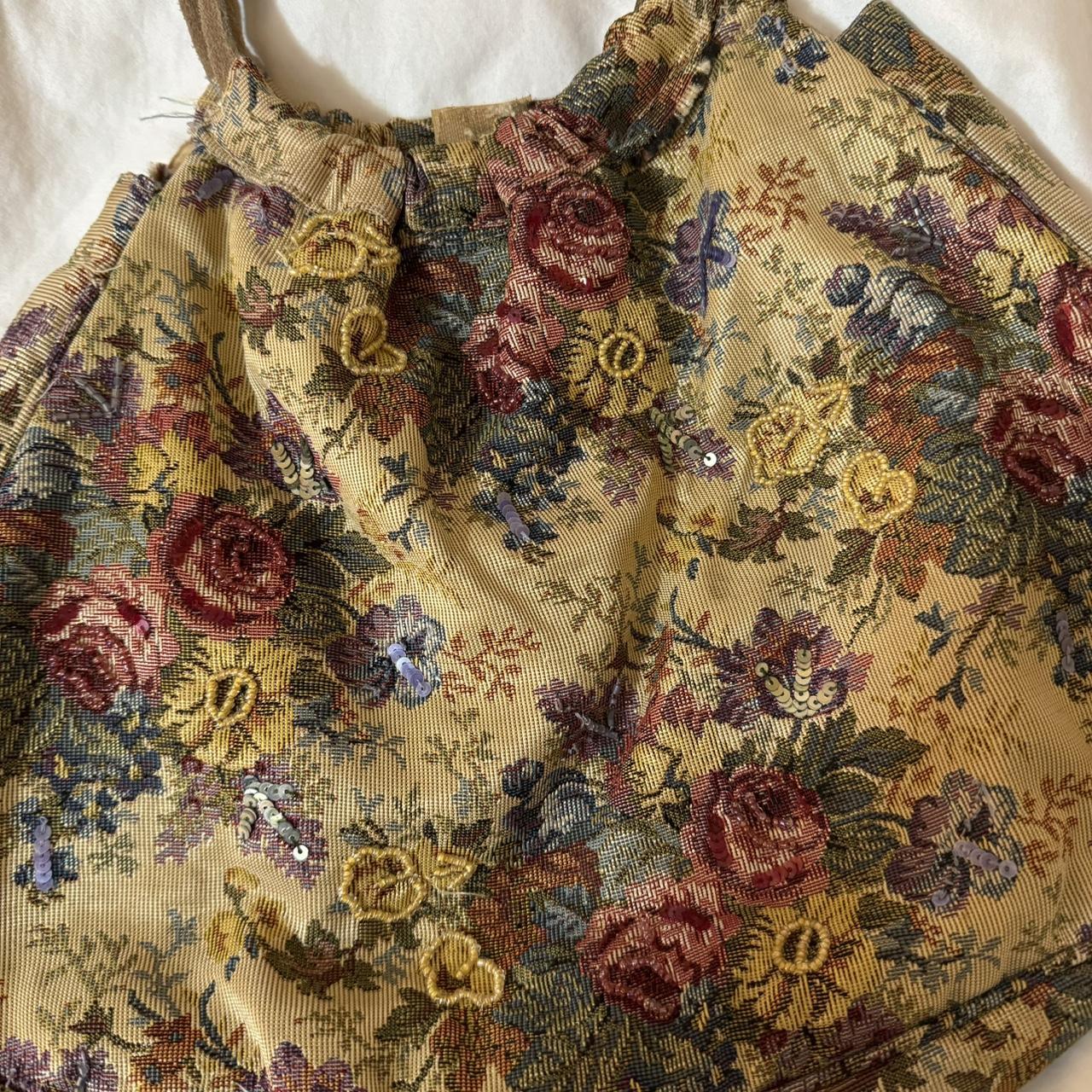 beautiful vintage beaded floral print bag - Depop