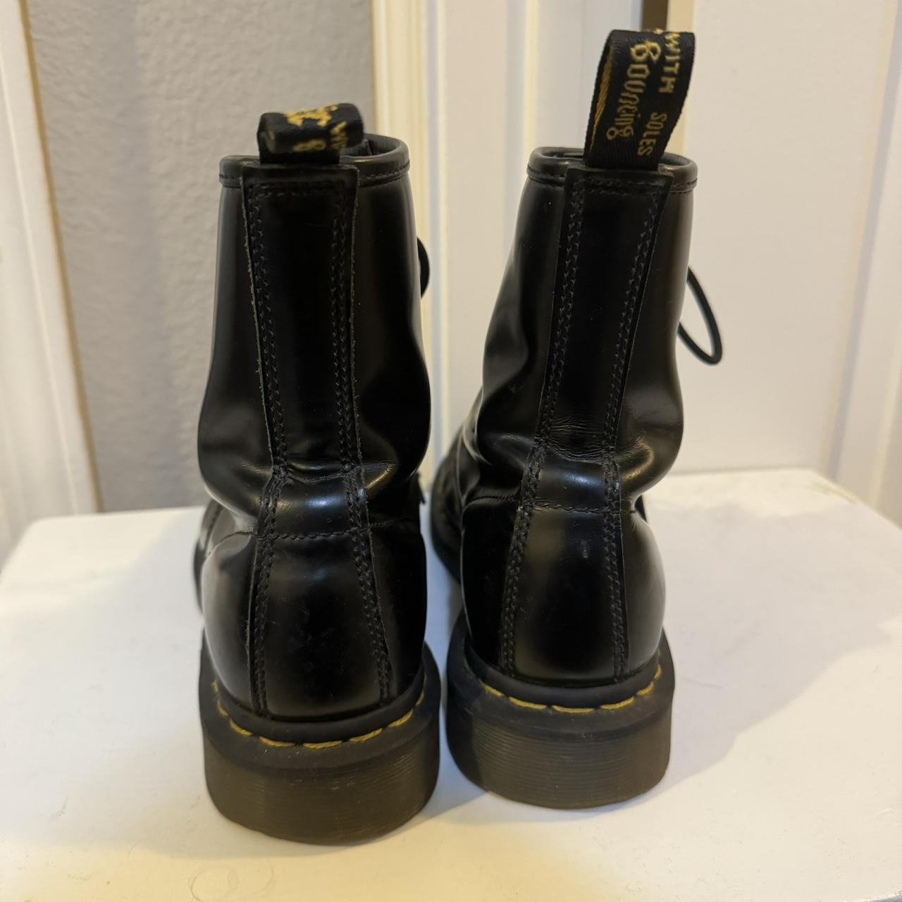 Dr marten combat boots, worn in, scuffing/flaws... - Depop