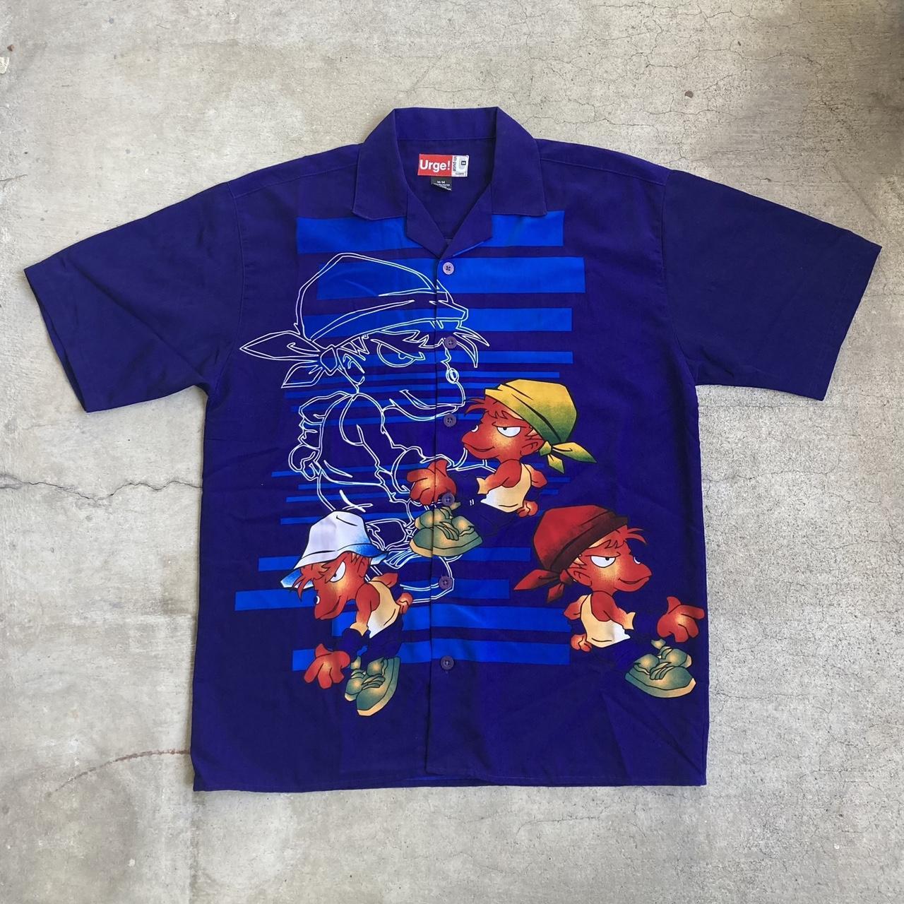 Vintage (2000’s) Urge! Rave Button Up All Over... - Depop