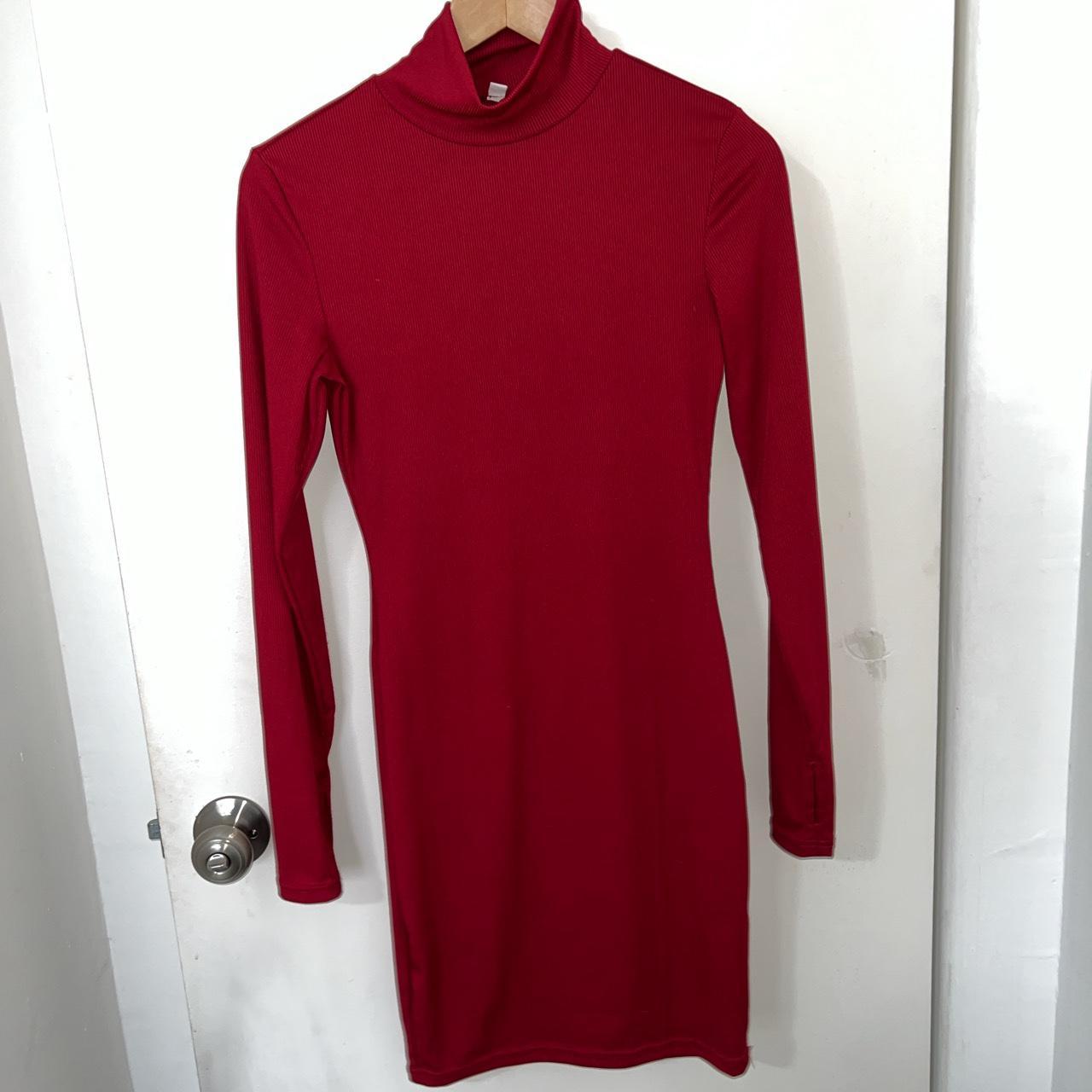 long sleeve turtle neck dress #reddress #winterdress... - Depop