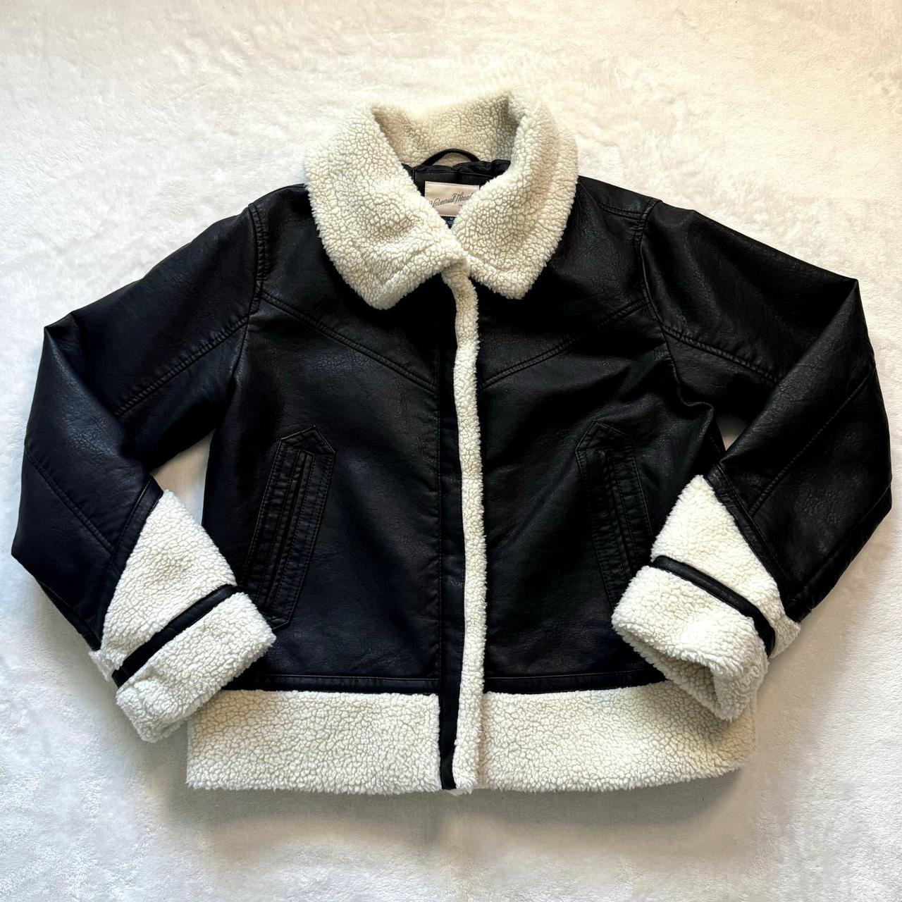 Universal Threads Black PU Leather Aviator... - Depop