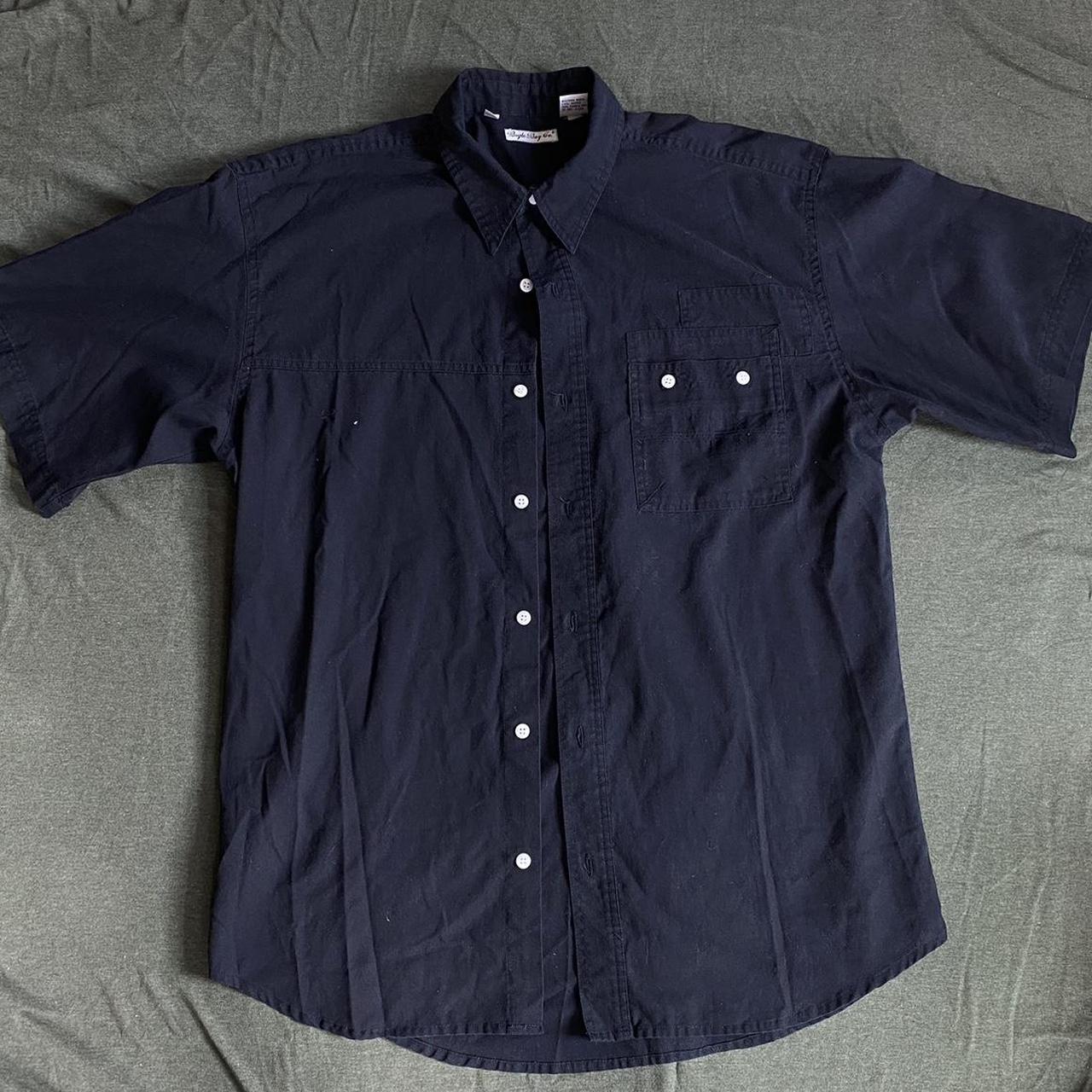 90’s Bugle Boy Co. short sleeve button up with cool... - Depop