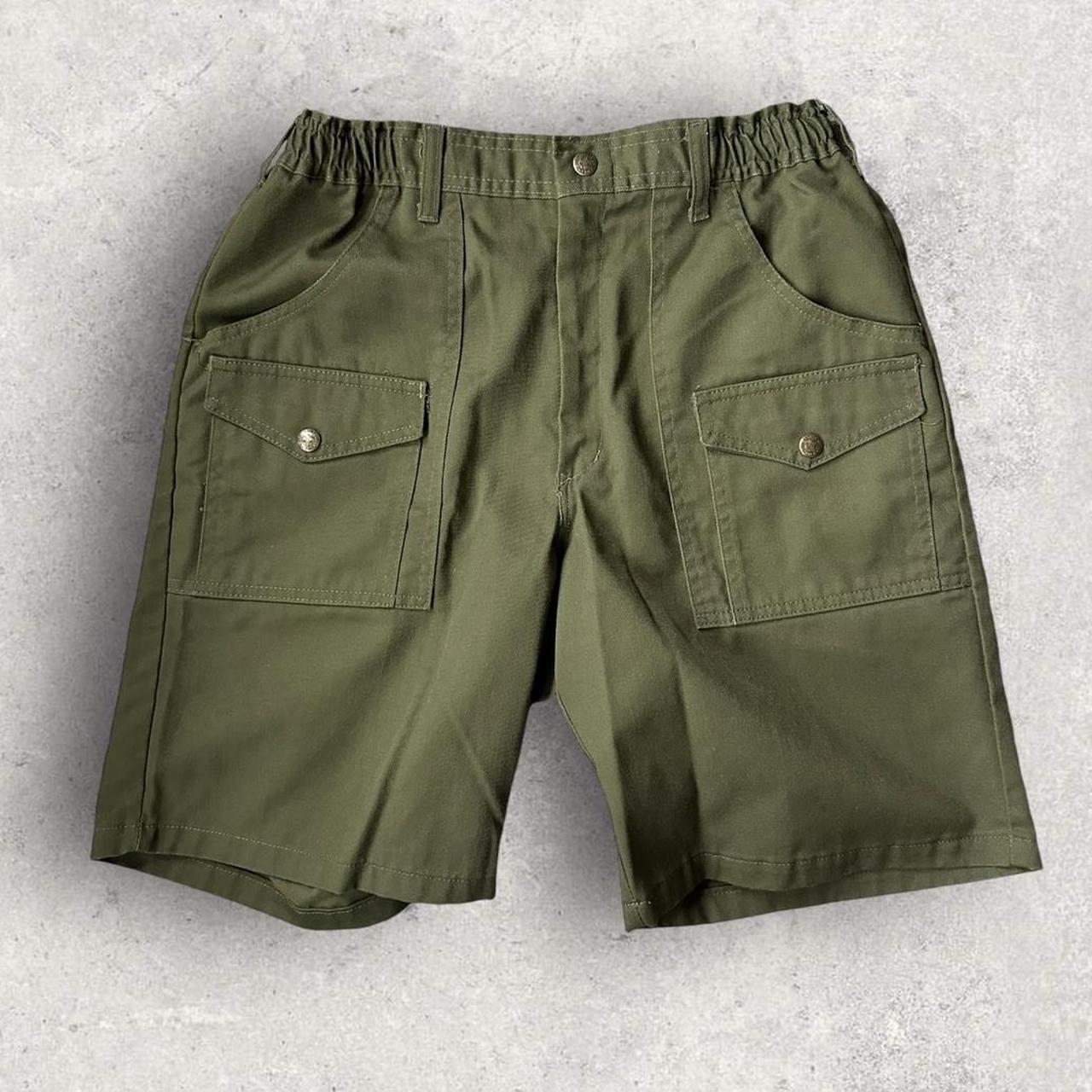 90 boy scouts army green shorts size 32 dm for... - Depop