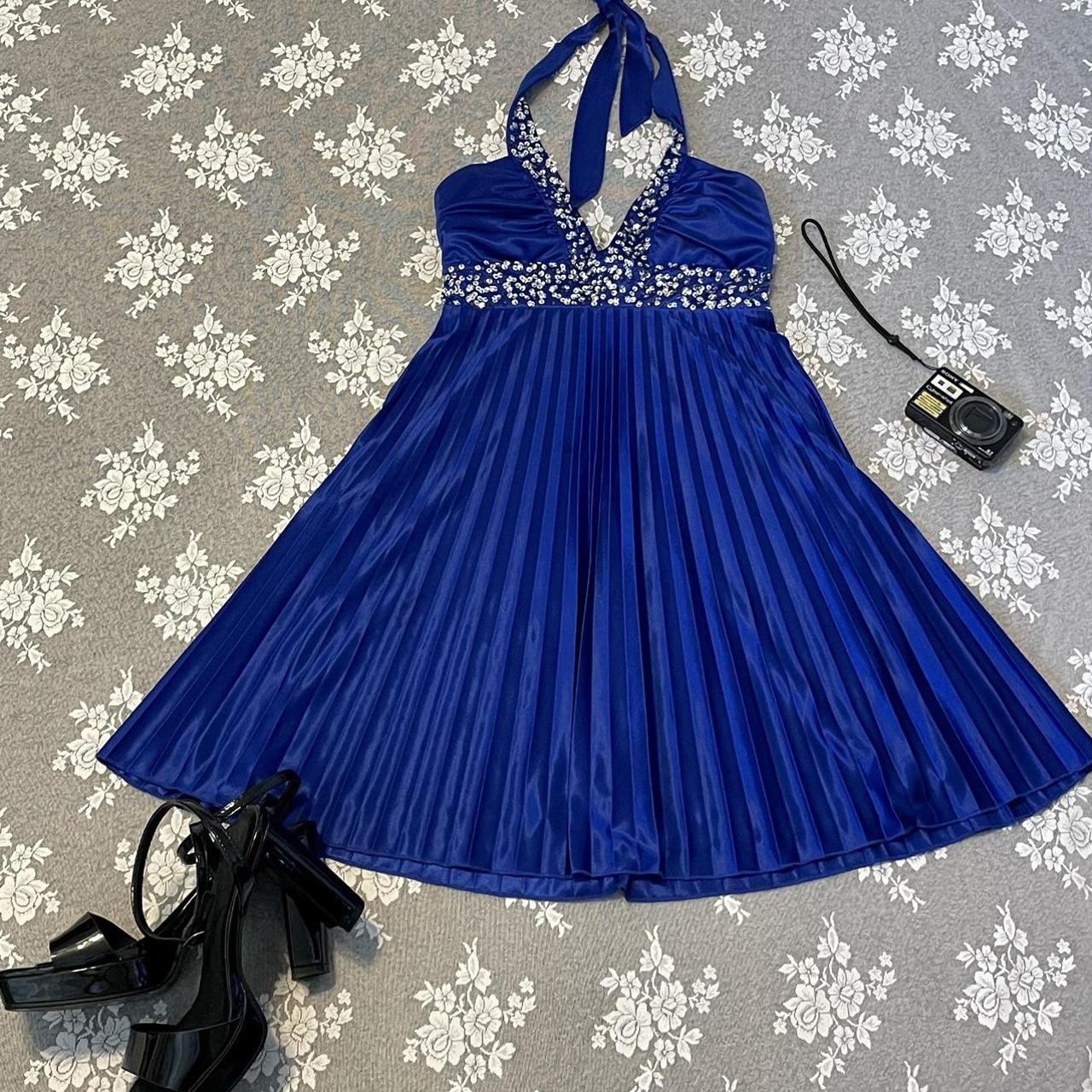 Vintage y2k Royal Blue halter hoco dress it’s such a... - Depop