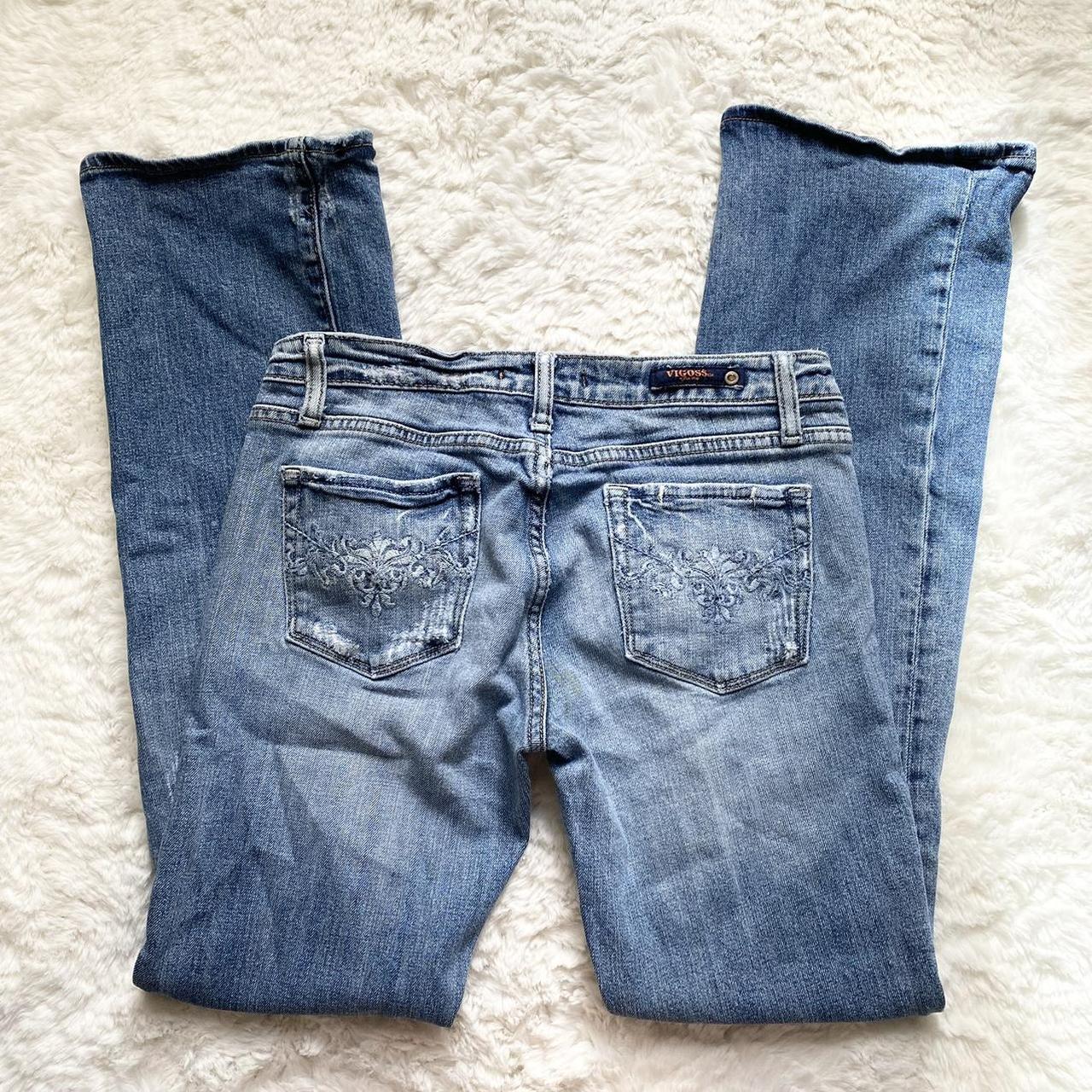 size: 7/8 vigoss low rise bootcut distressed... - Depop