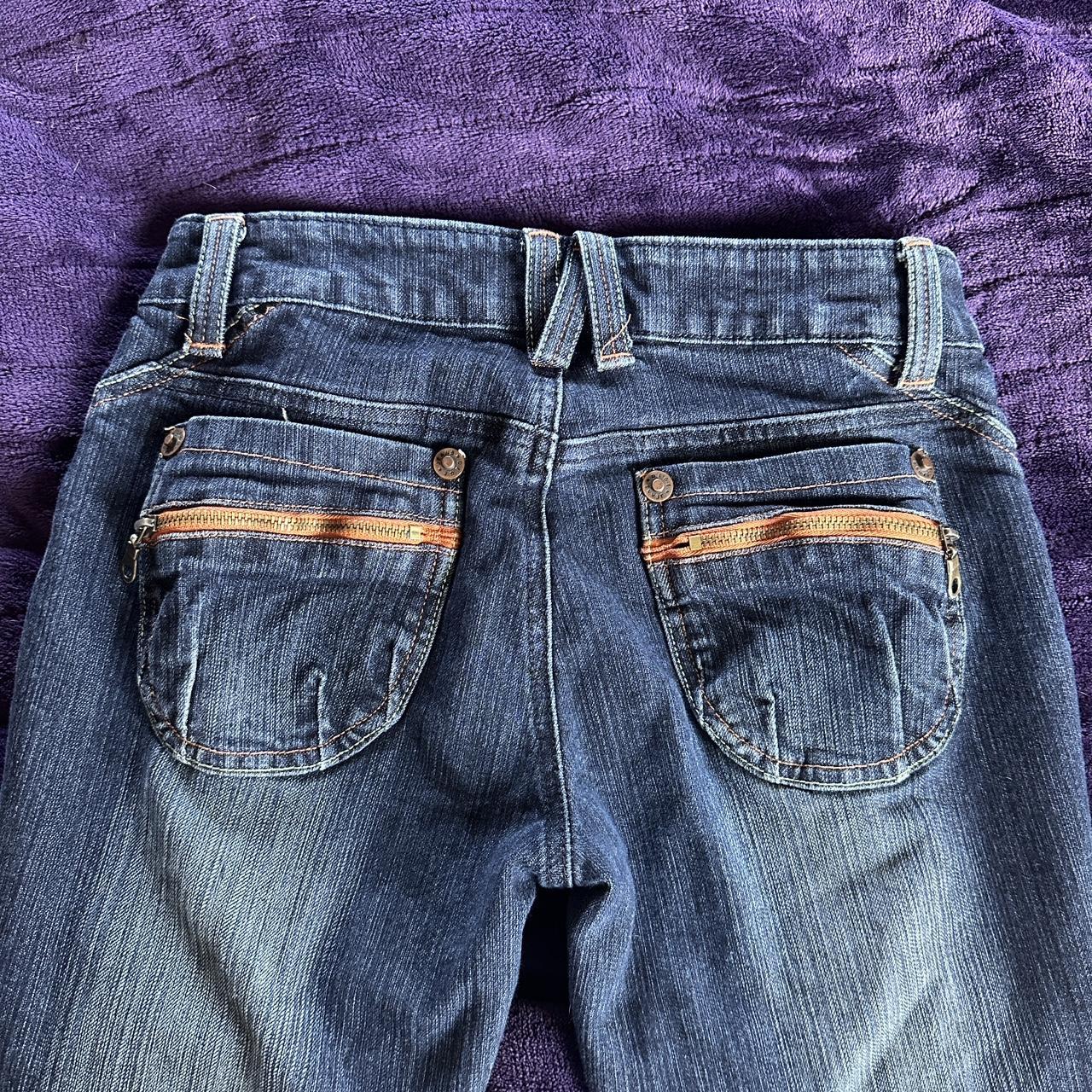 super unique vintage jeans!! -mid rise -dark... - Depop