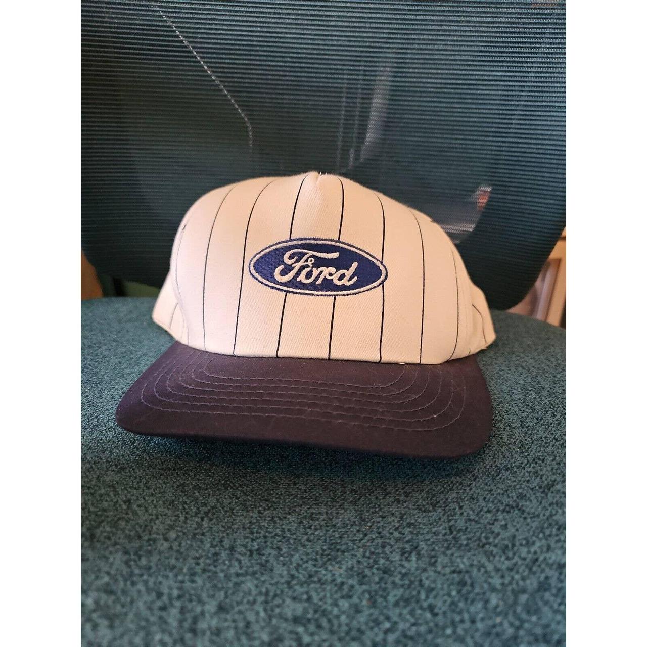Vintage Ford Baseball hat Made in USA Pinstripe Blue... - Depop