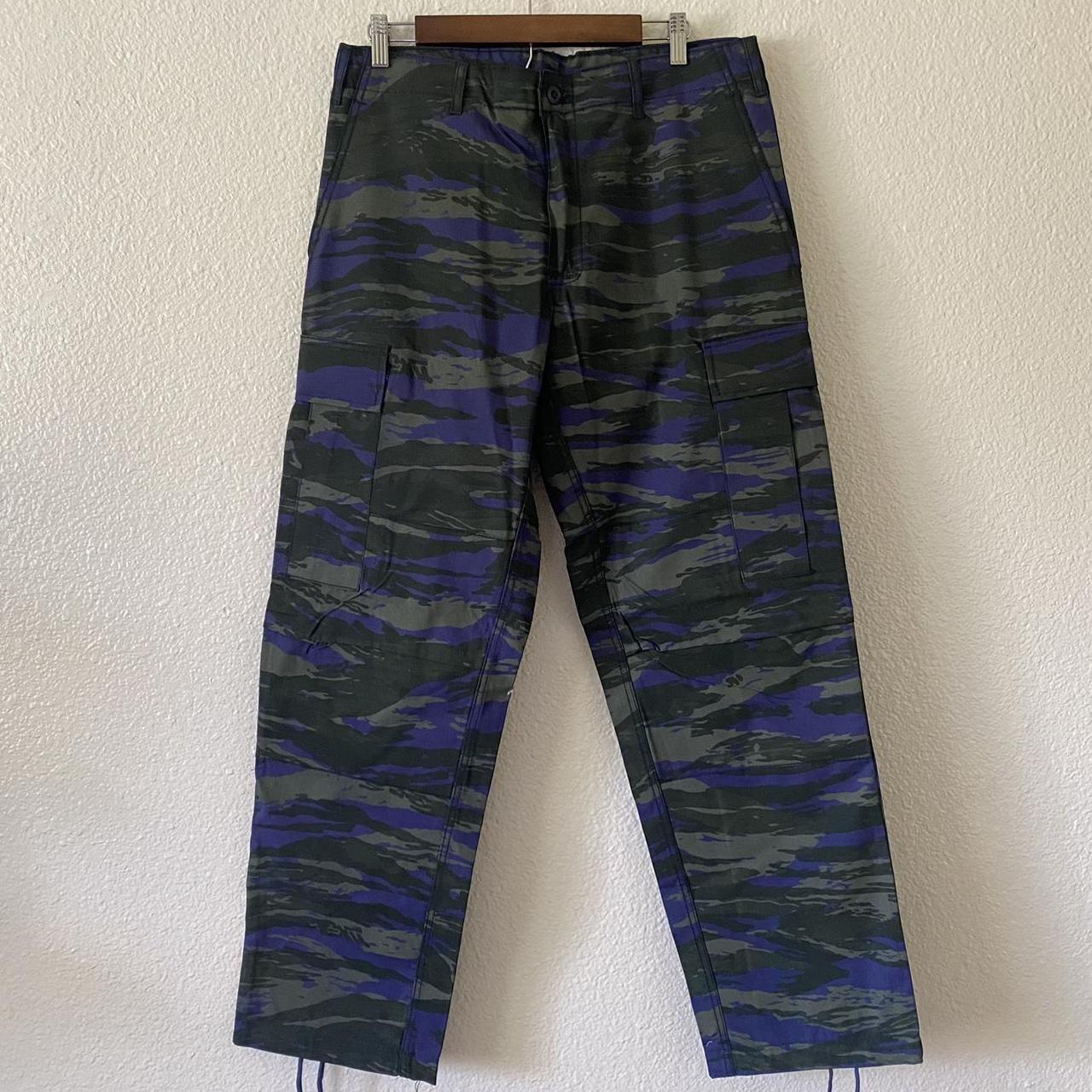 Greek lizard blue camo pants Blue and green camo... | Depop