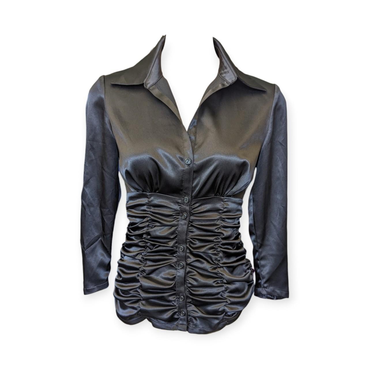 Y2K ruched satin blouse Early 2000s by Vive Made... - Depop