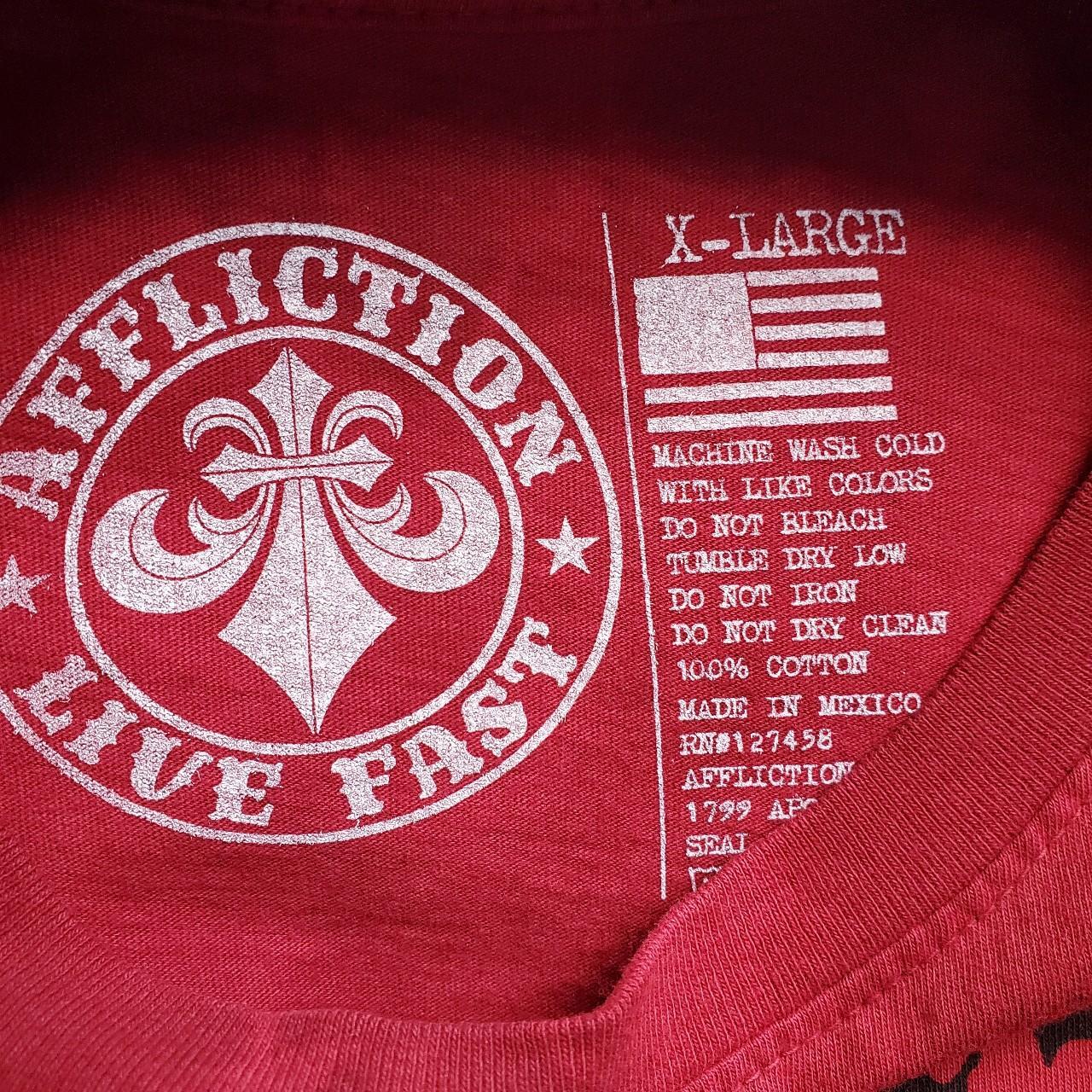 Affliction Crows Dirty Red Tea Stain Mens Gothic... - Depop