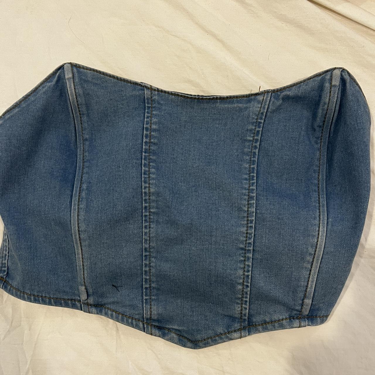 devilish bustier light wash denim corset from... - Depop