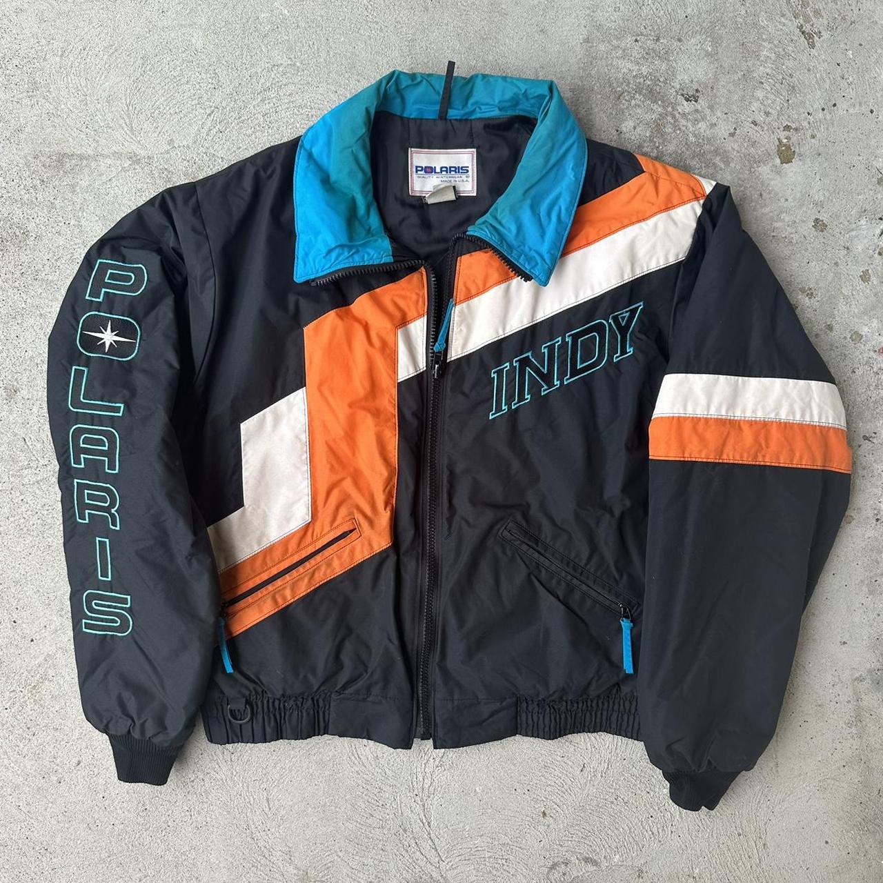 American Vintage Men's Orange and Blue Jacket | Depop