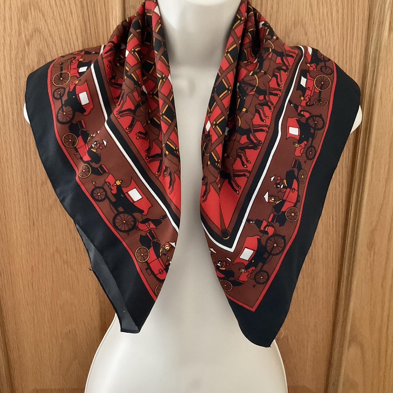 Vintage red and black scarf Made in France from the... - Depop