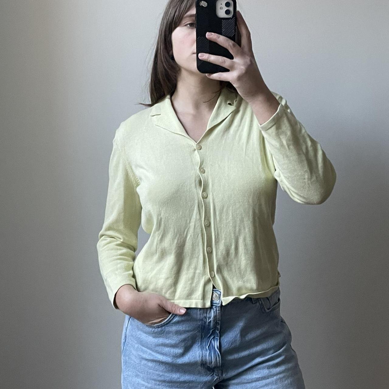 Vintage Light green button down blouse. Cute for... - Depop