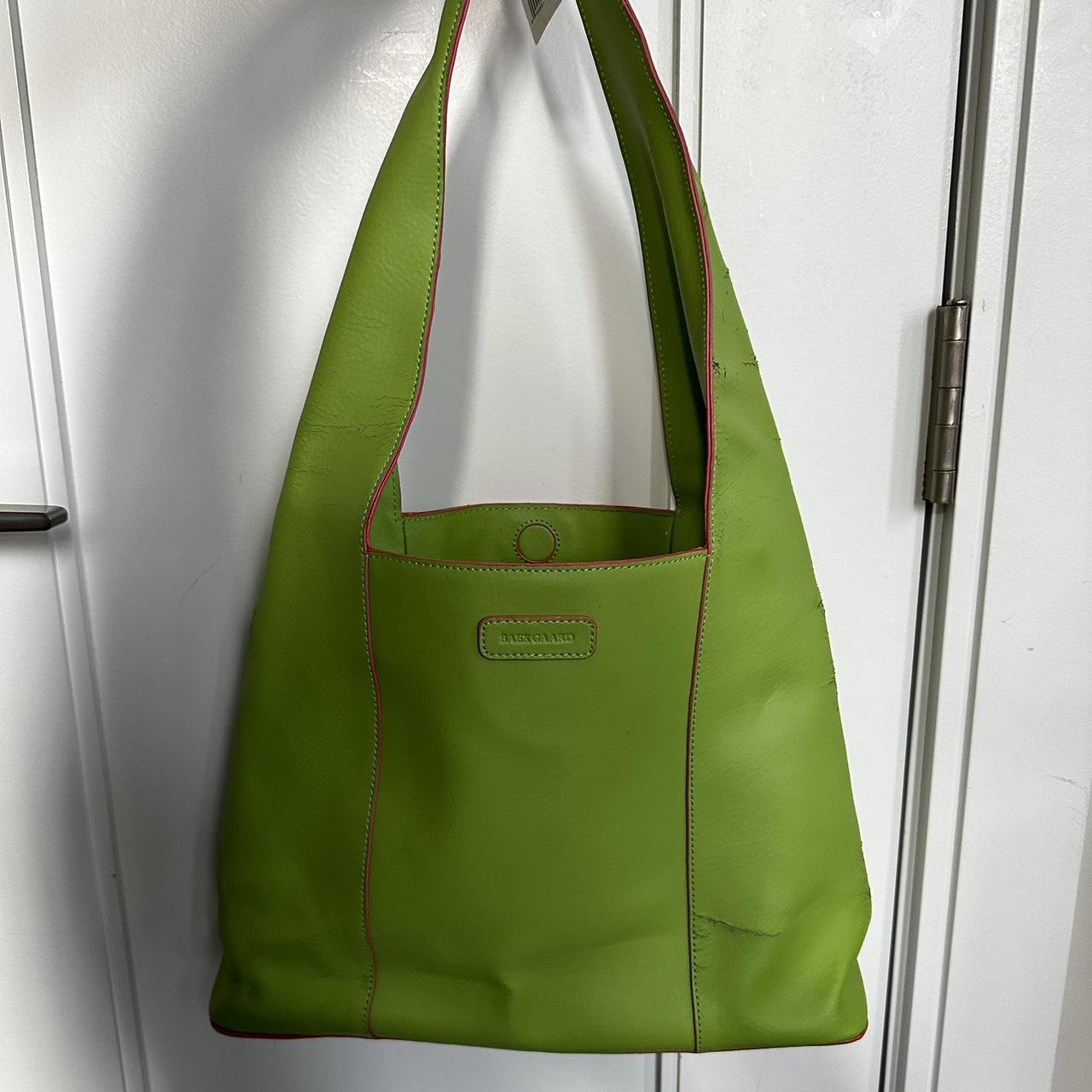 Dead stock Baekgaard lime green slouchy hobo bag.... - Depop