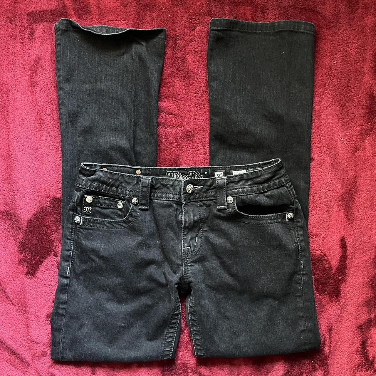 OMG! Miss Me black low rise flare jeans with studs... | Depop