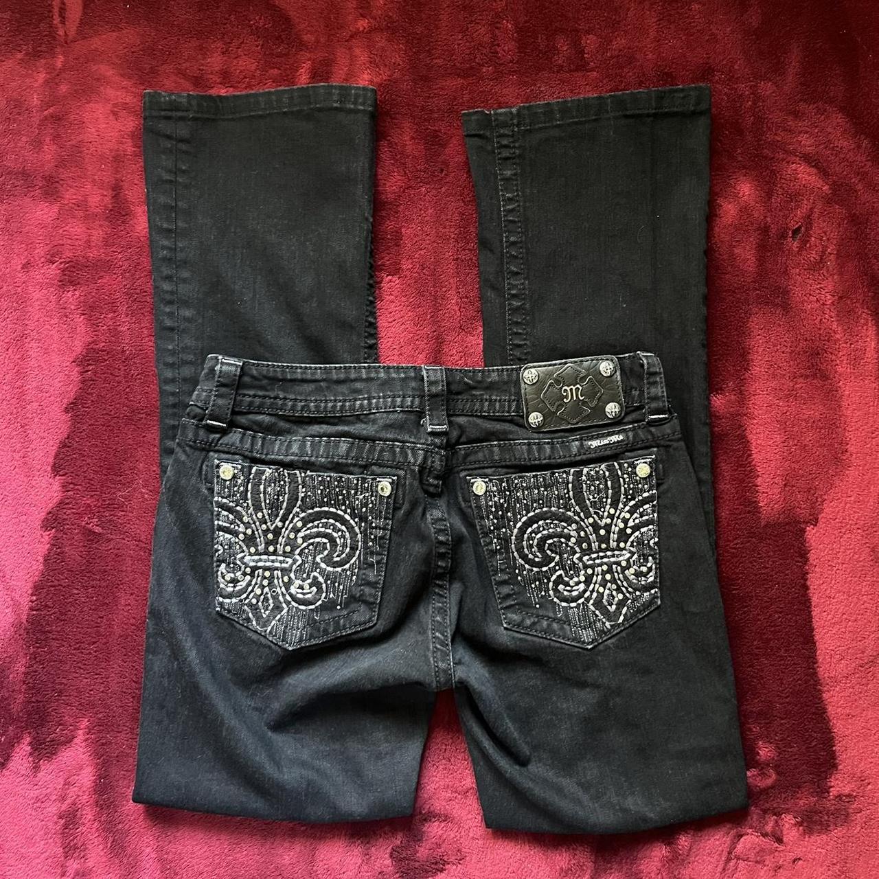 OMG! Miss Me black low rise flare jeans with studs... | Depop