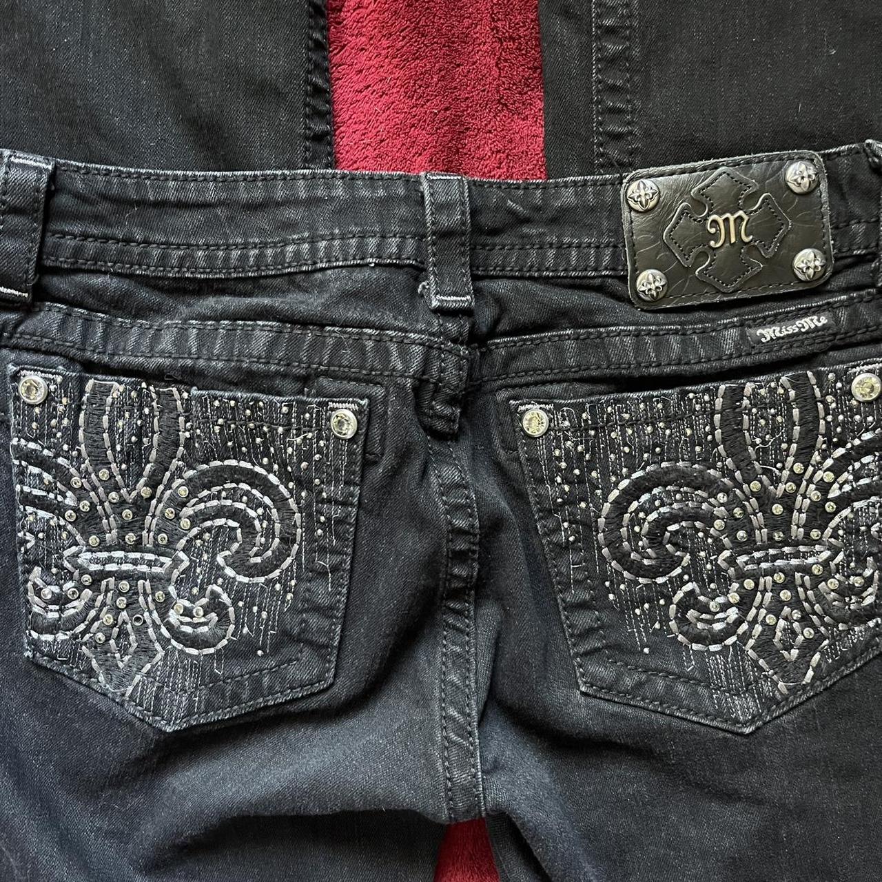 OMG! Miss Me black low rise flare jeans with studs... | Depop