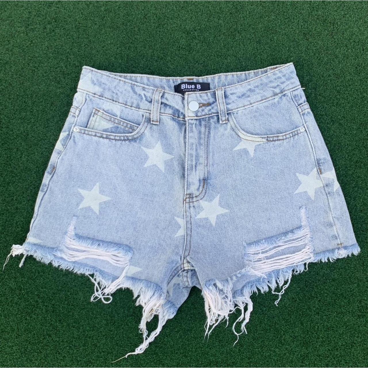 Blue B. Cut off denim star shorts Good condition... - Depop