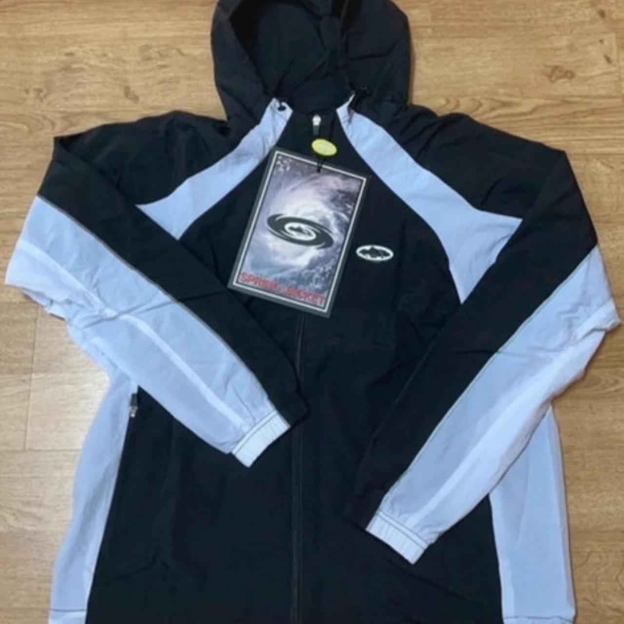 corteiz crtz rtw black and white spring jacket... - Depop
