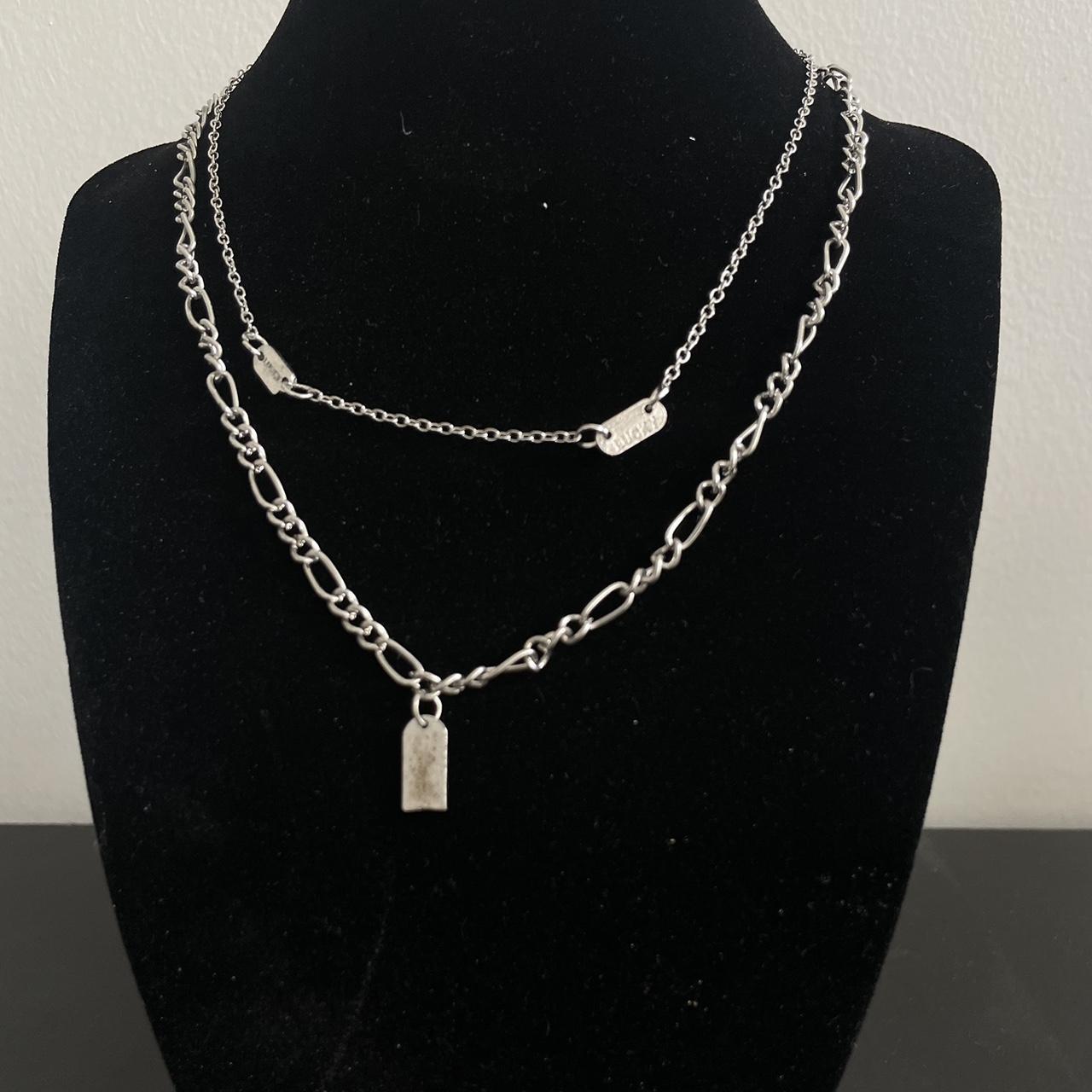 Double Chain Silver Necklace Silver set of chain... - Depop