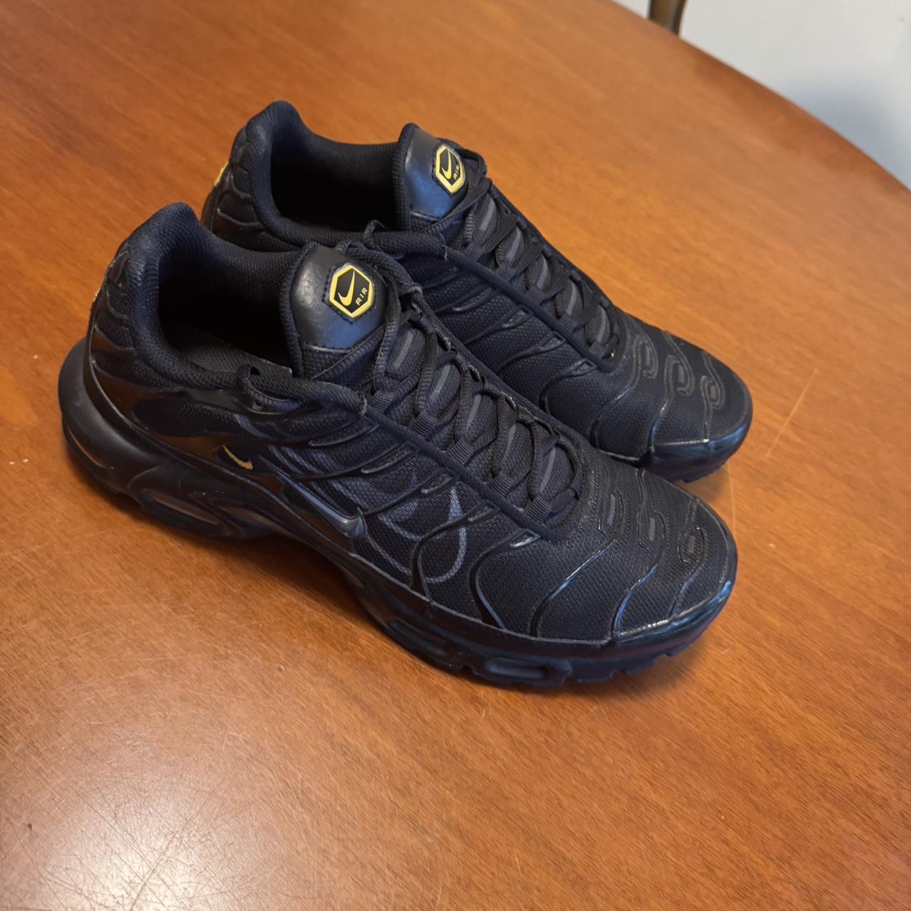 Nike Air Max TN trainers in black and yellow Size... | Depop