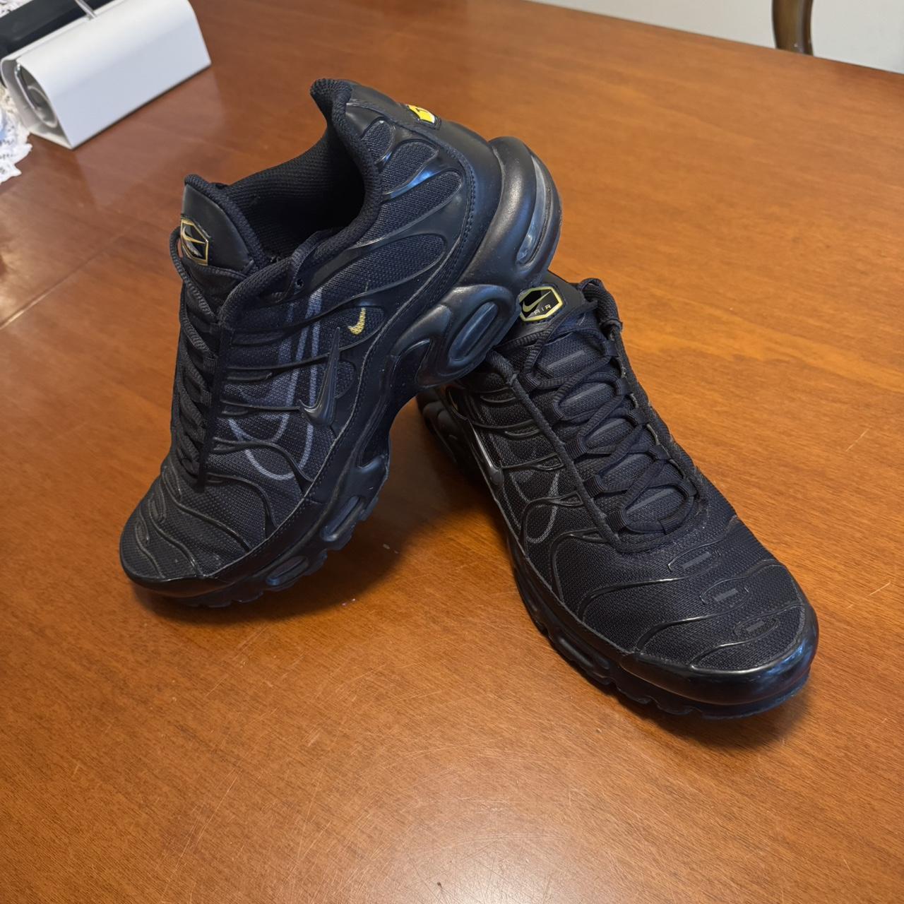 Nike Air Max TN trainers in black and yellow Size... | Depop