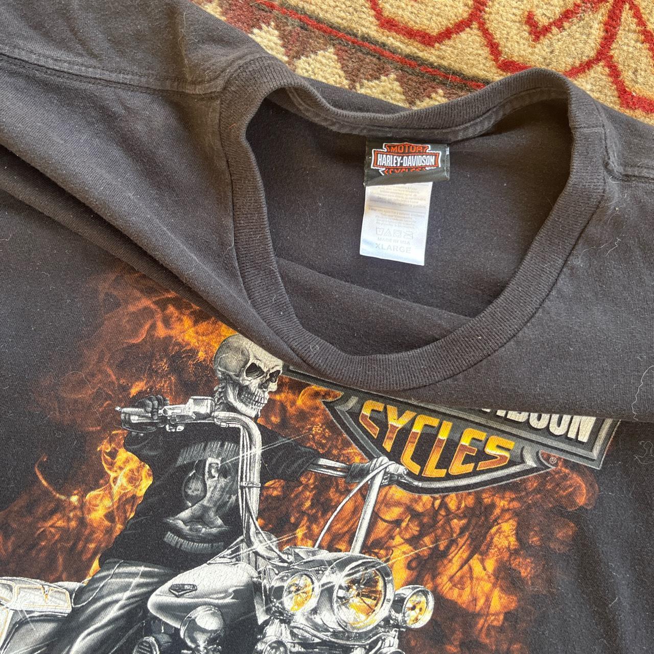 Vintage Harley Davidson Skeleton Motorcycle T-Shirt... - Depop