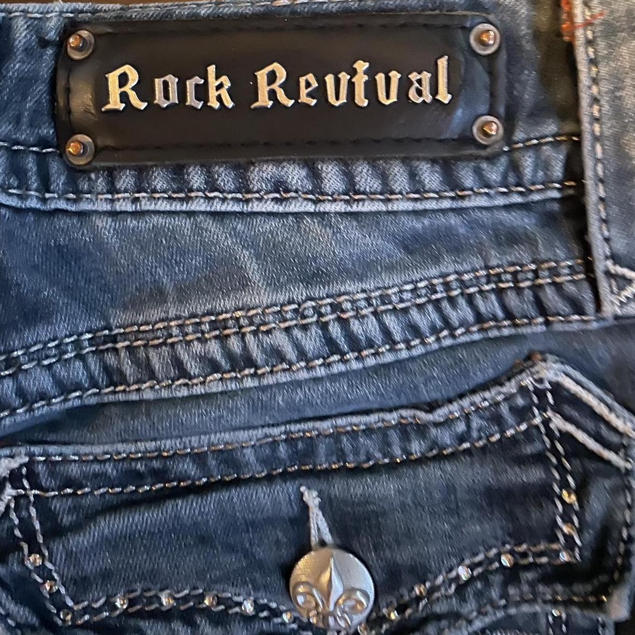 Rock revival grey denim jeans with the cutest... - Depop