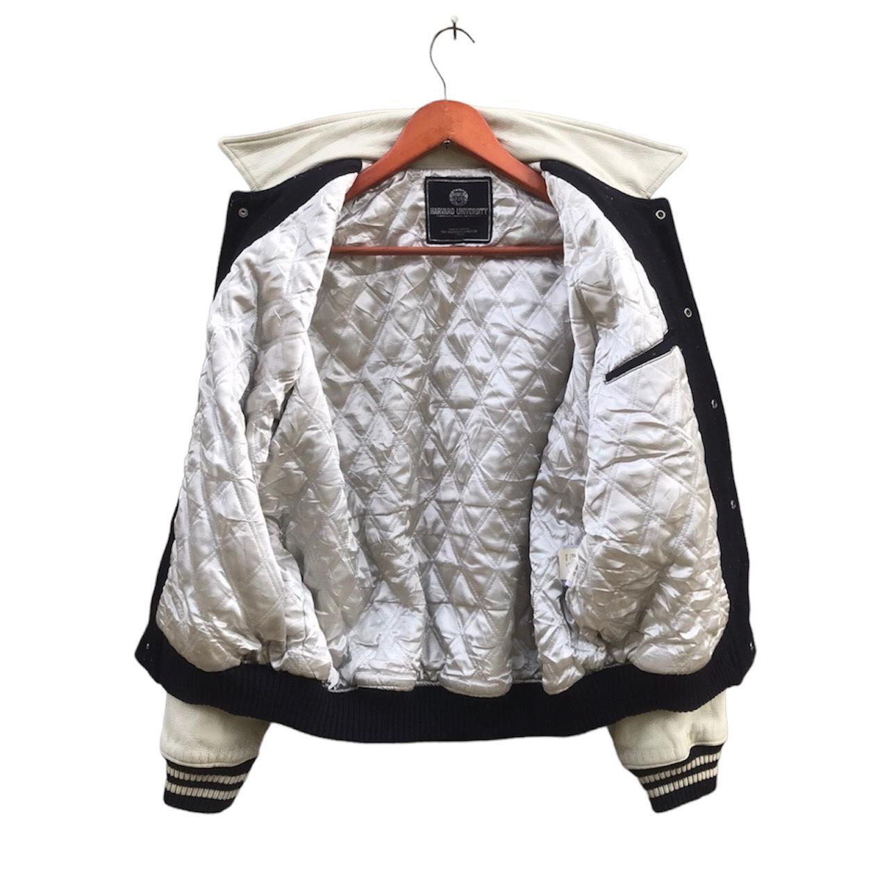 Vintage Harvard University Leather Sleeve Wool... - Depop