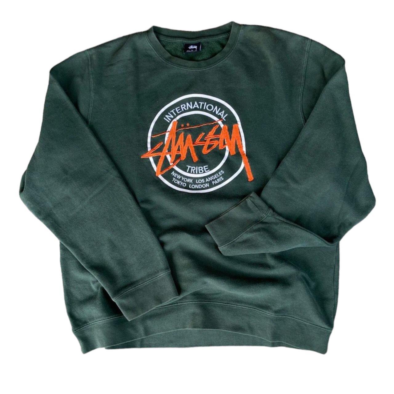 Vintage Stussy Big Logo Embroidery Crewneck... - Depop
