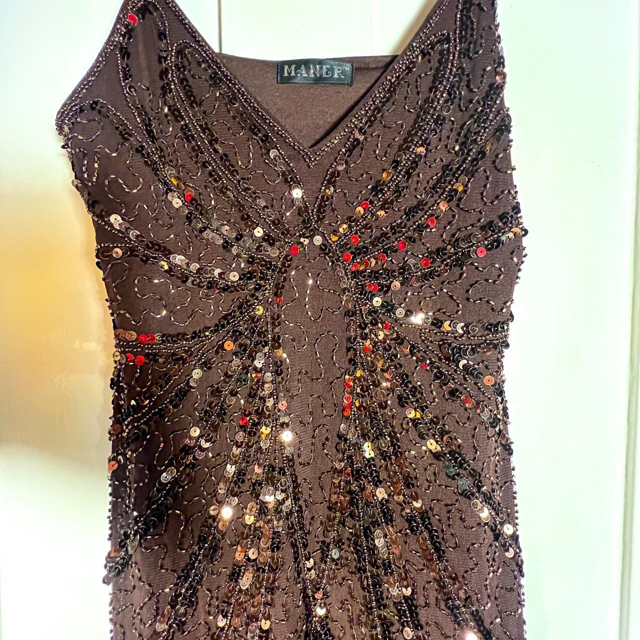 Beautiful vintage brown sequin dress with a... - Depop