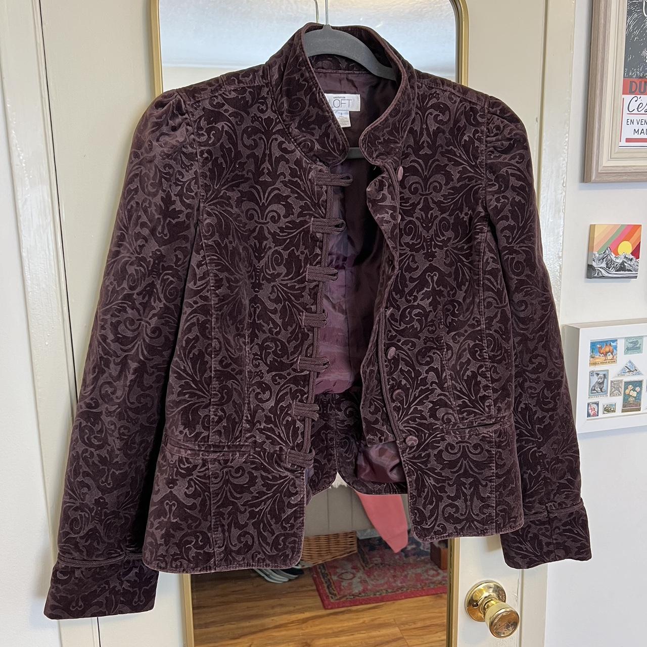 deep purple velvet jacket - Depop