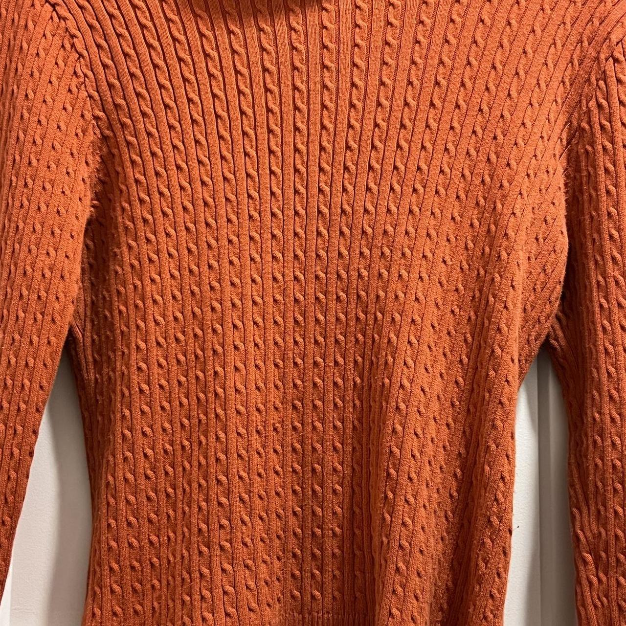 Orange cable knit turtleneck sweater size M. Comfy... - Depop